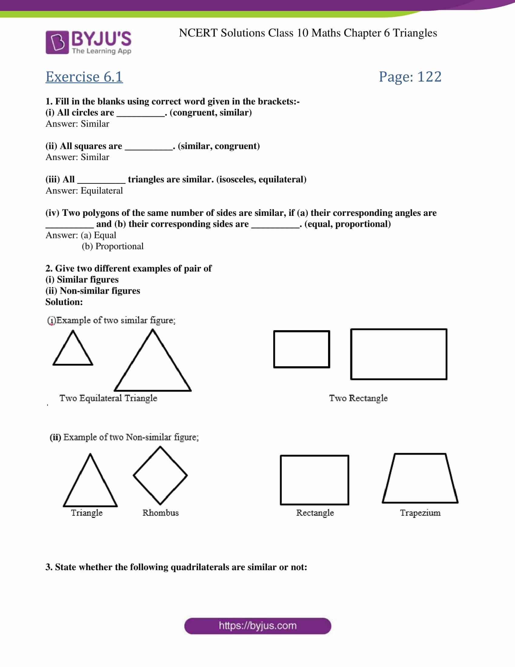 NCERT Solutions for Class 10 Maths Chapter 6 Triangles