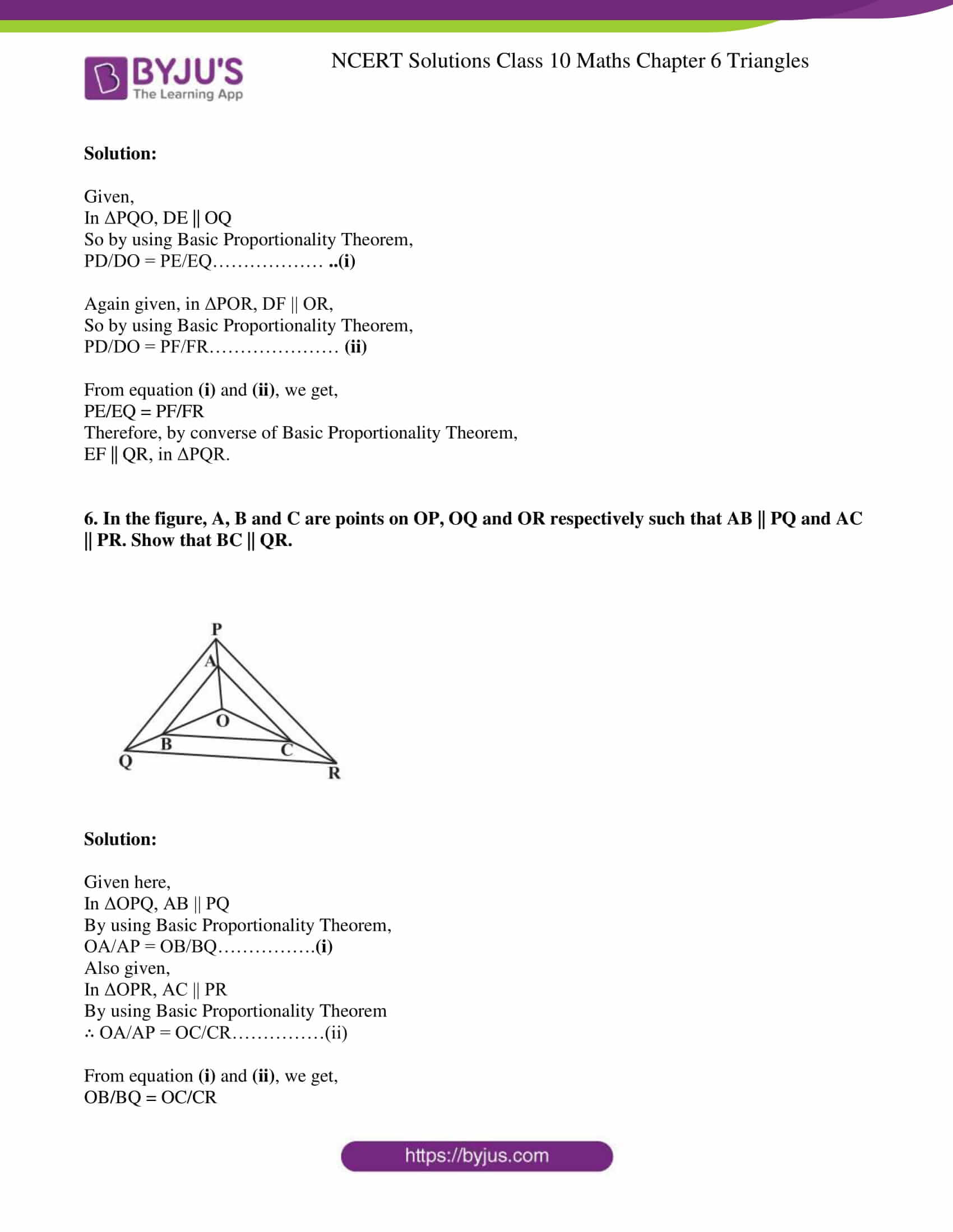 NCERT Solutions for Class 10 Maths Chapter 6 Triangles