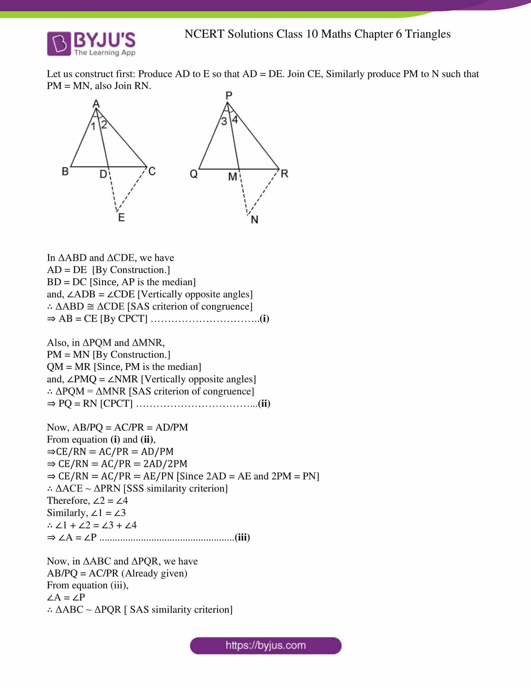 NCERT Solutions for Class 10 Maths Exercise 6.3 Chapter 6- triangles