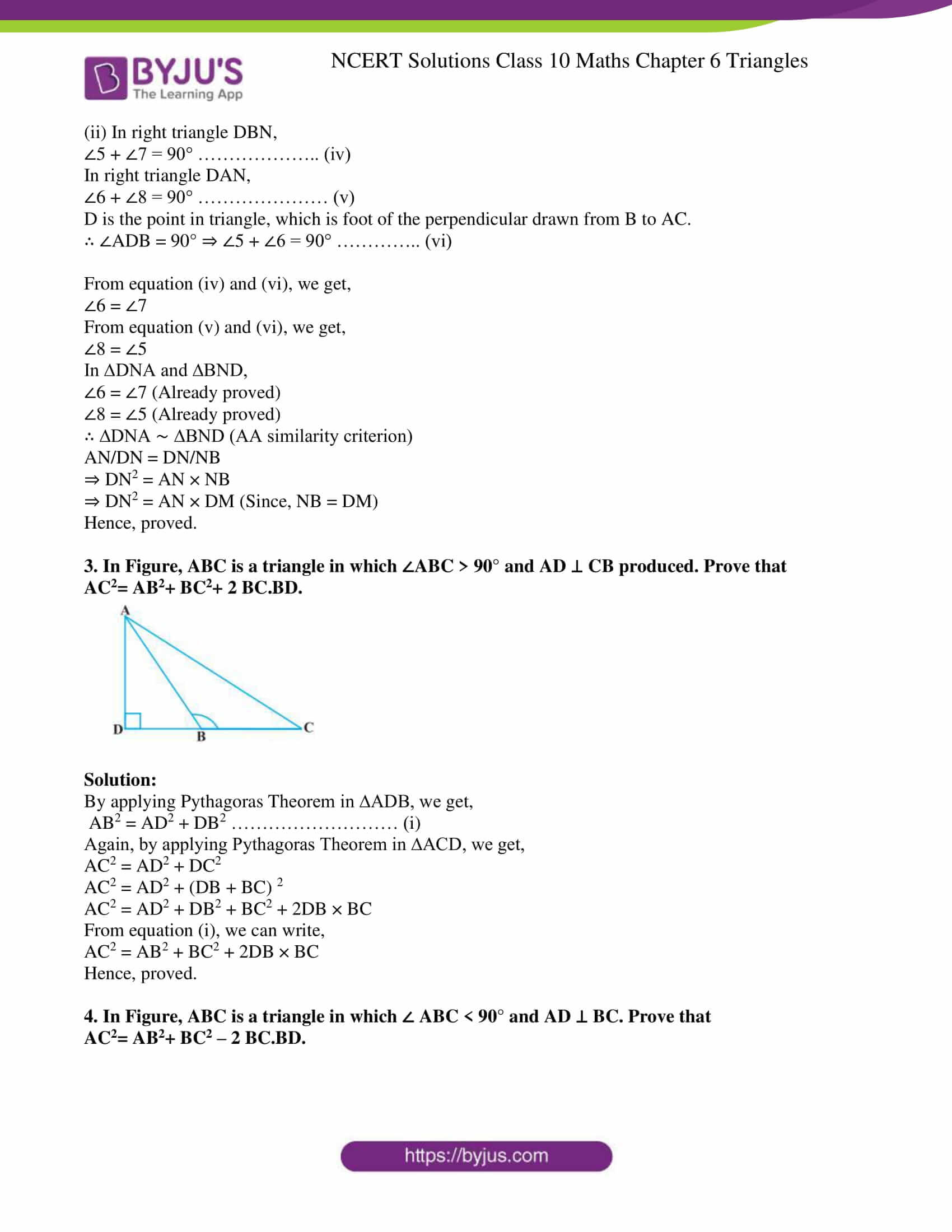 NCERT Solutions for class 10 Maths Exercise 6.6 Chapter 6 -Triangles