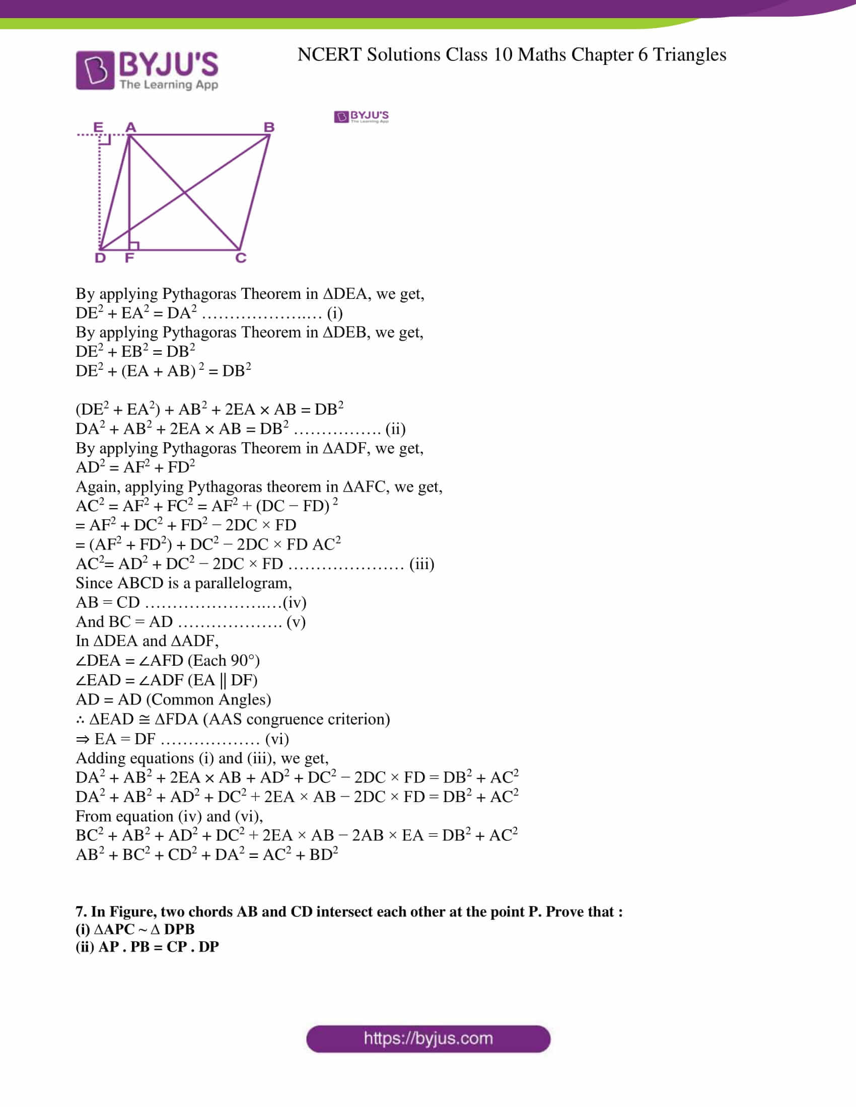 NCERT Solutions for Class 10 Maths Chapter 6 Triangles