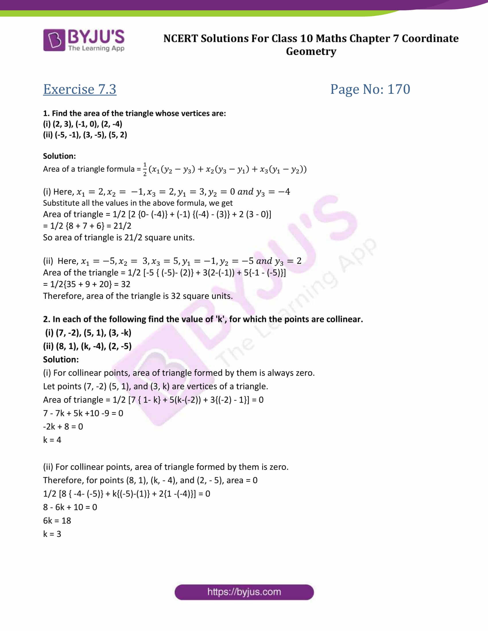 NCERT Solutions for Class 10 Maths Exercise 7.3 Chapter 7 Coordinates ...