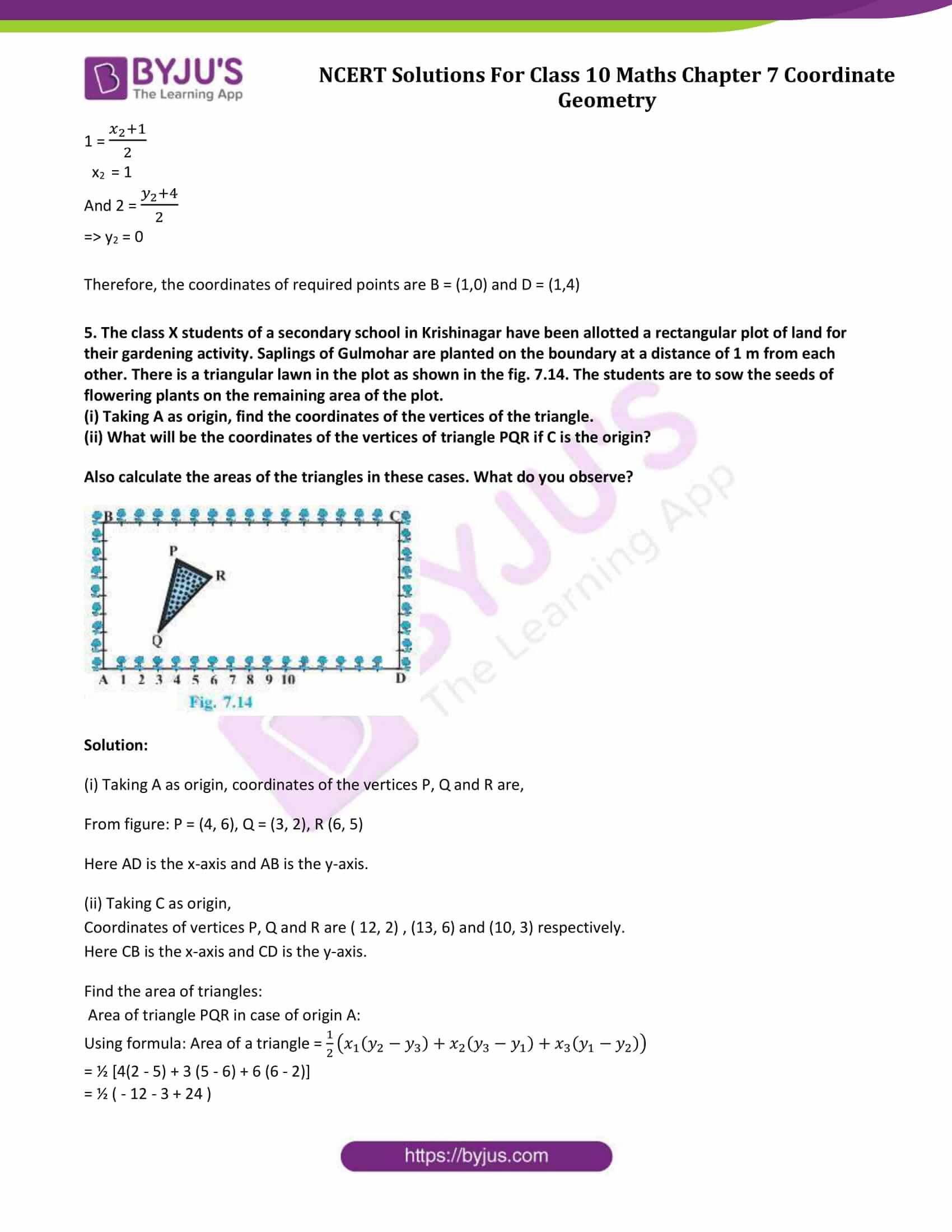 NCERT Solutions Class 10 Maths Chapter 7 Coordinate Geometry