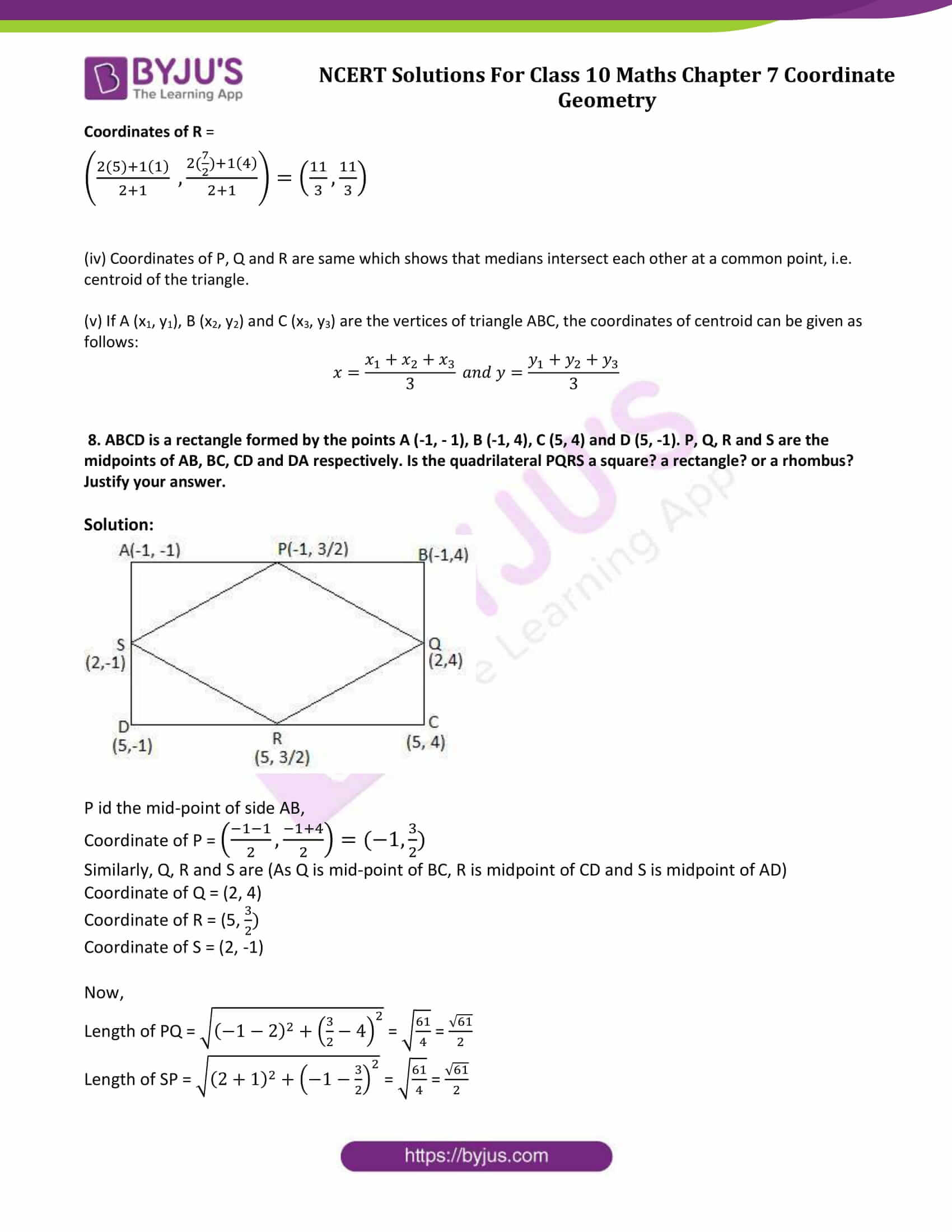 NCERT Solutions Class 10 Maths Chapter 7 Coordinate Geometry