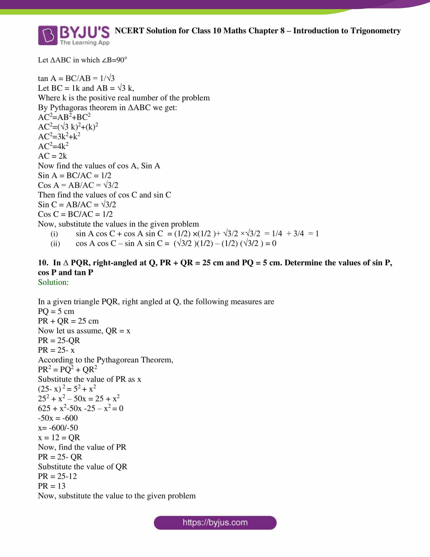 NCERT Solutions for Class 10 Maths Exercise 8.1 Chapter 8- introduction ...