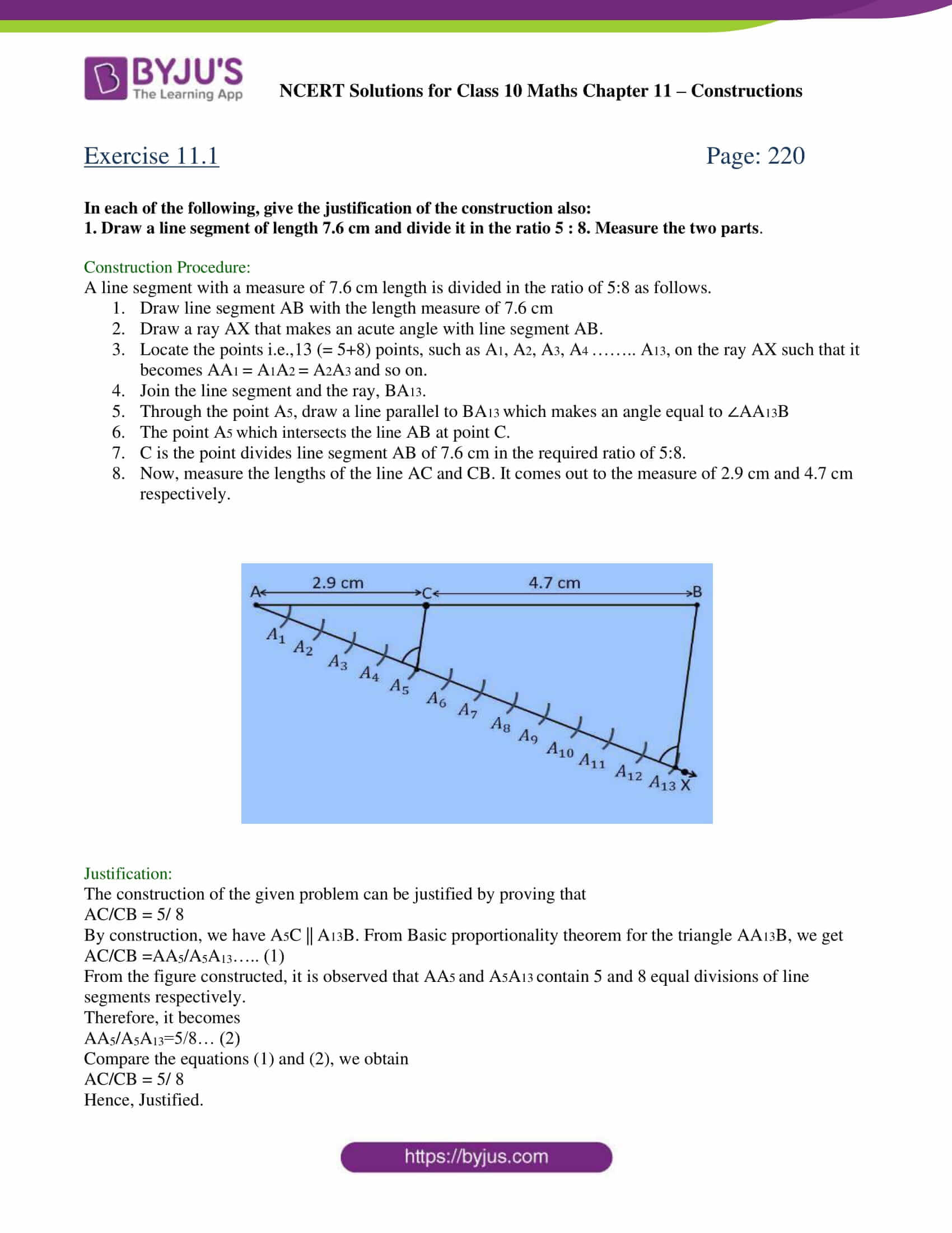NCERT Solutions Class 10 Maths Chapter 11 Constructions - Download PDF!