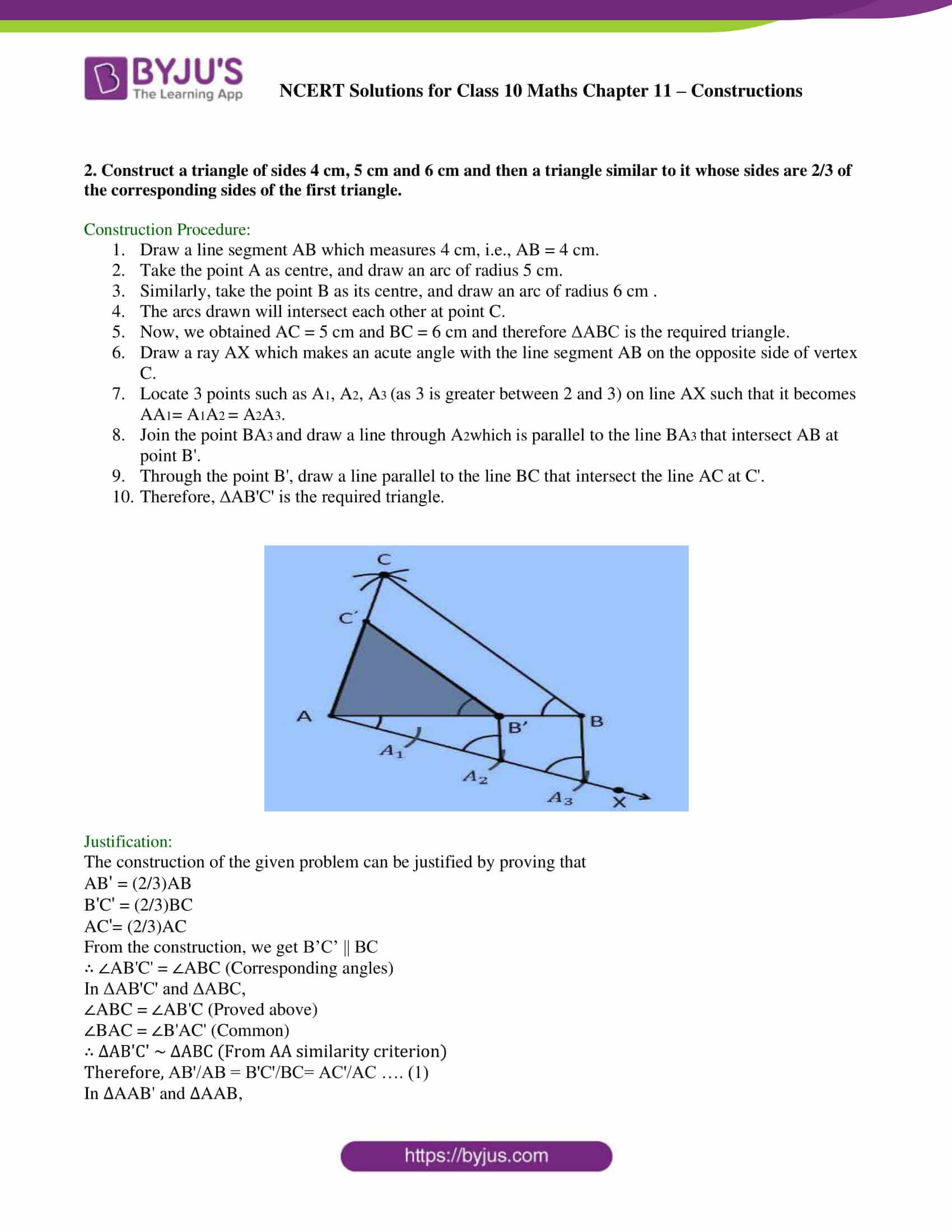 NCERT Solutions Class 10 Maths Chapter 11 Constructions - Download PDF!