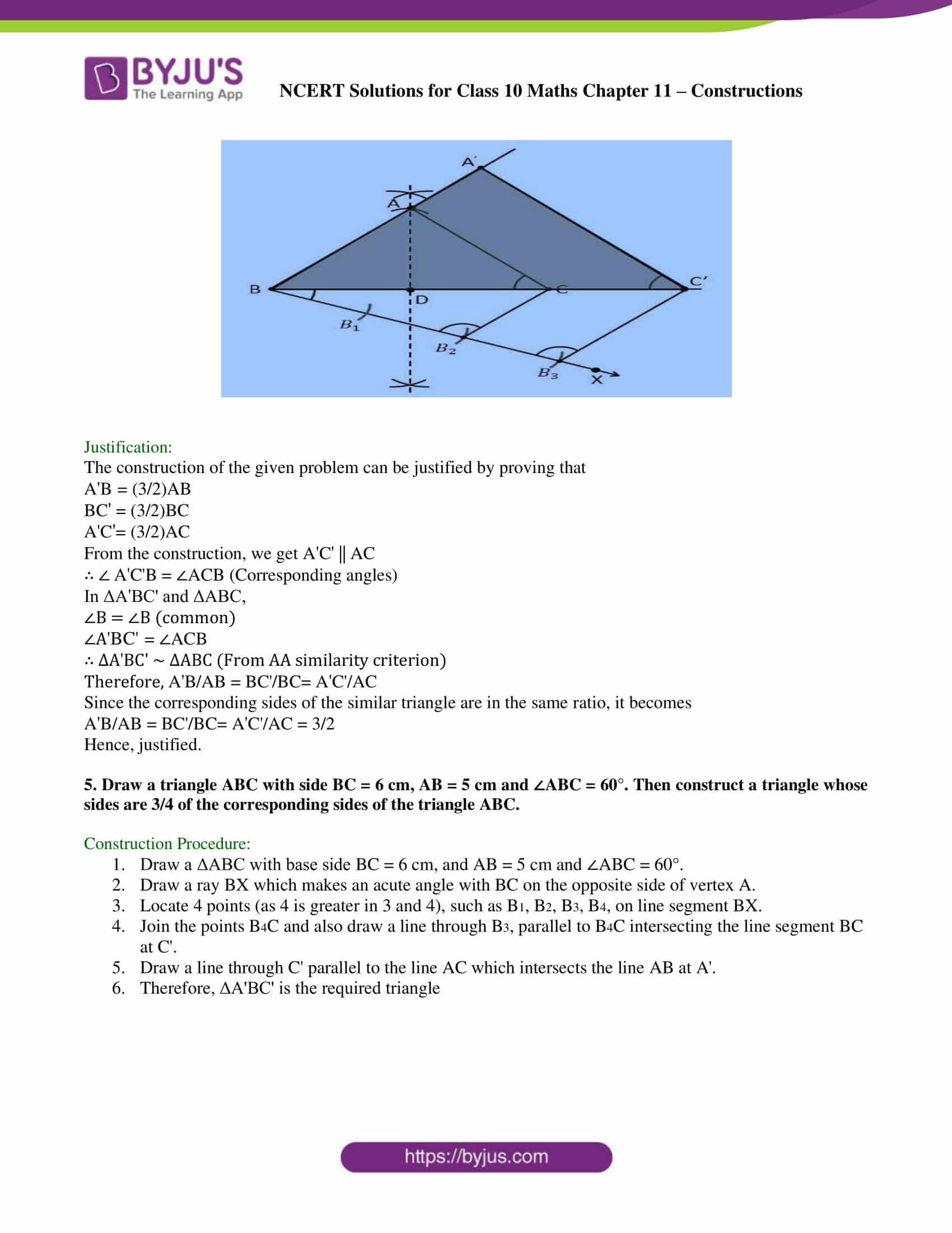 NCERT Solutions Class 10 Maths Chapter 11 Constructions - Download PDF!