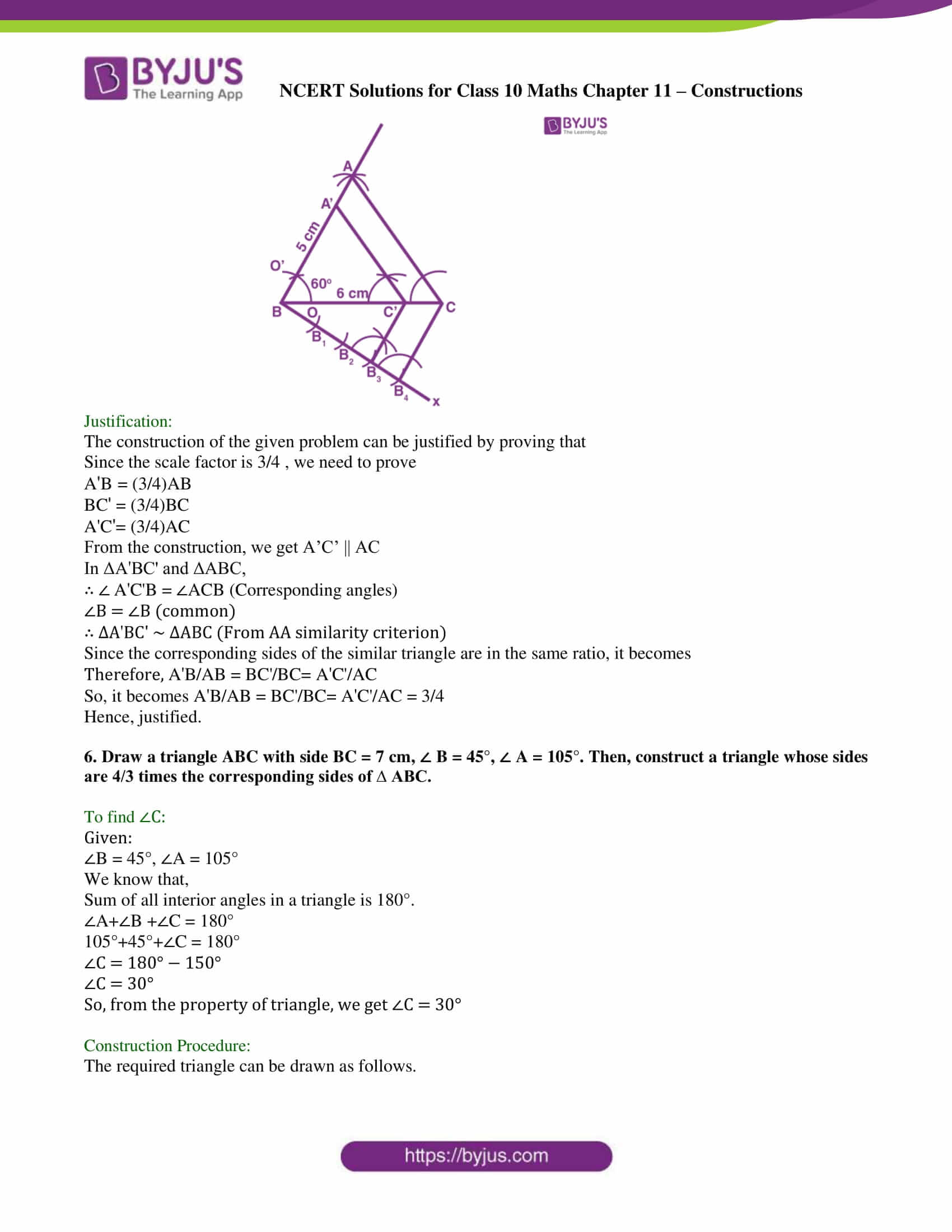 NCERT Solutions Class 10 Maths Chapter 11 Constructions - Download PDF!