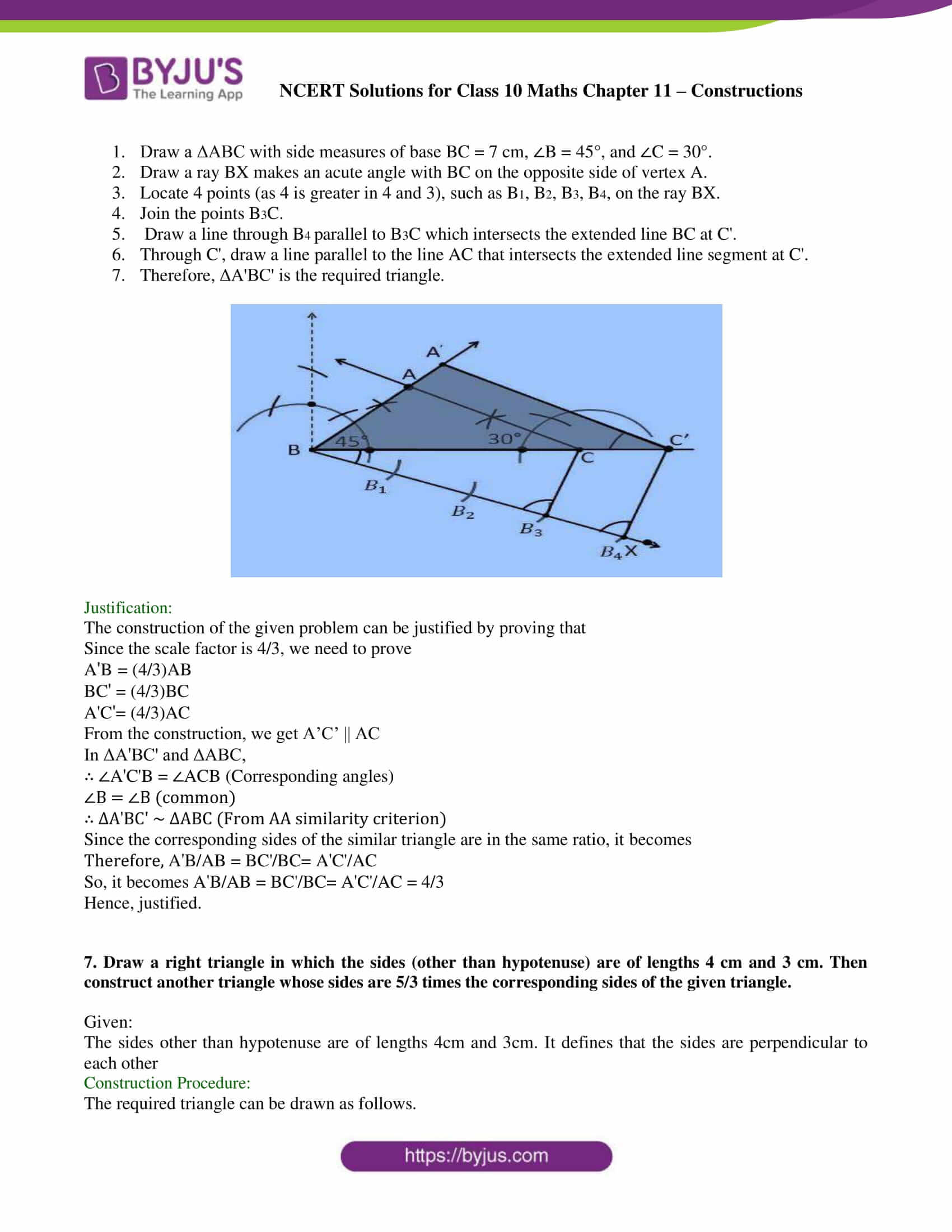 NCERT Solutions Class 10 Maths Chapter 11 Constructions - Download PDF!