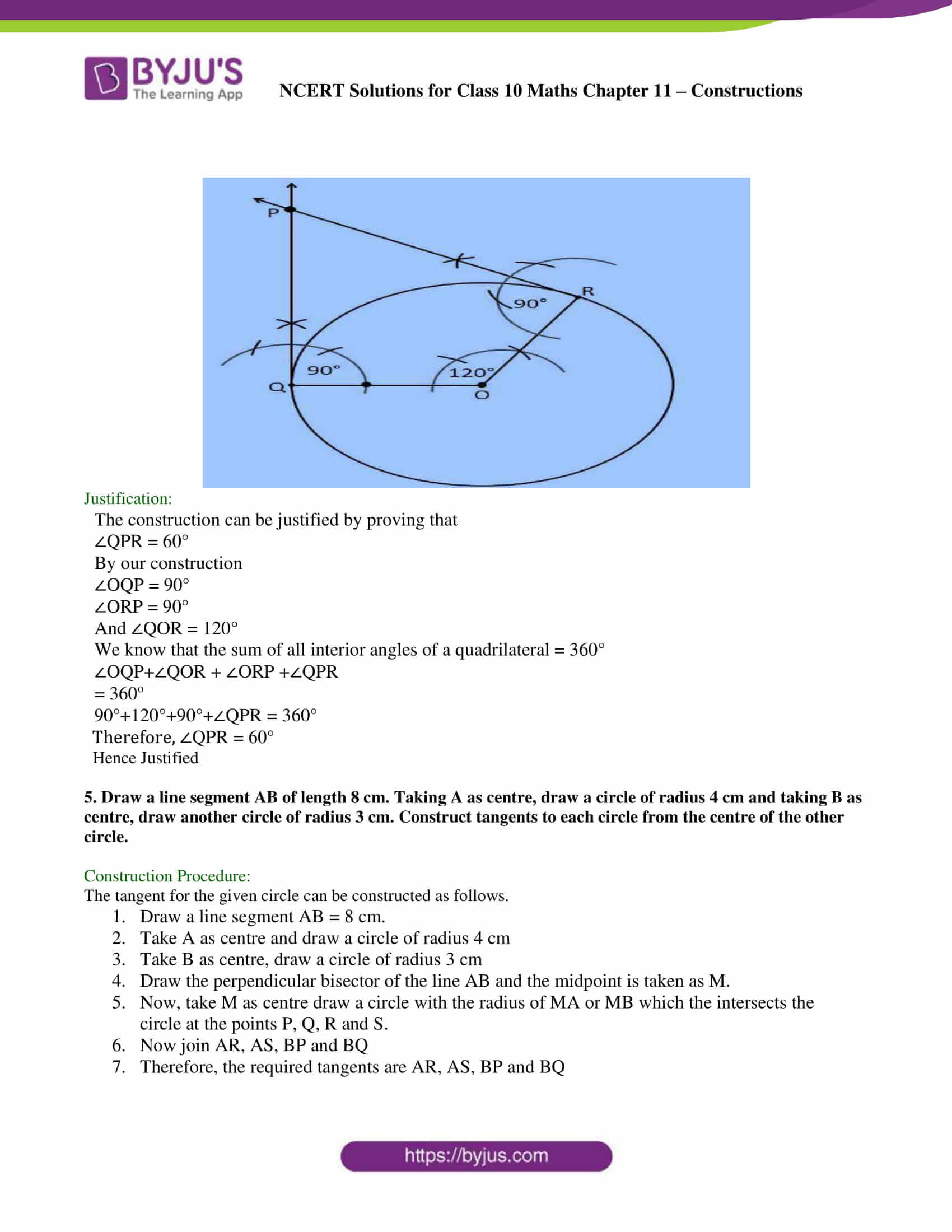 NCERT Solutions Class 10 Maths Chapter 11 Constructions - Download PDF!