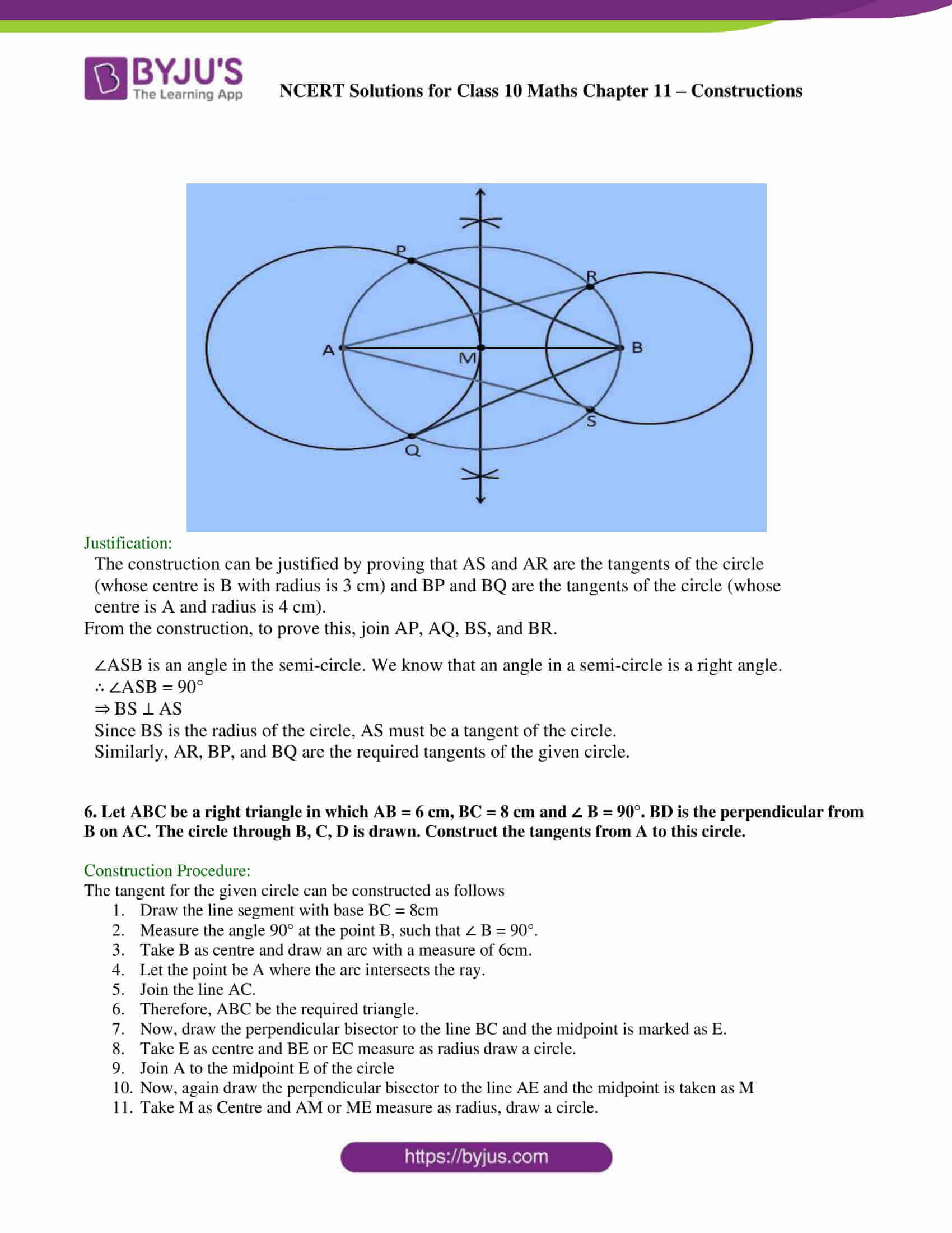 NCERT Solutions Class 10 Maths Chapter 11 Constructions - Download PDF!