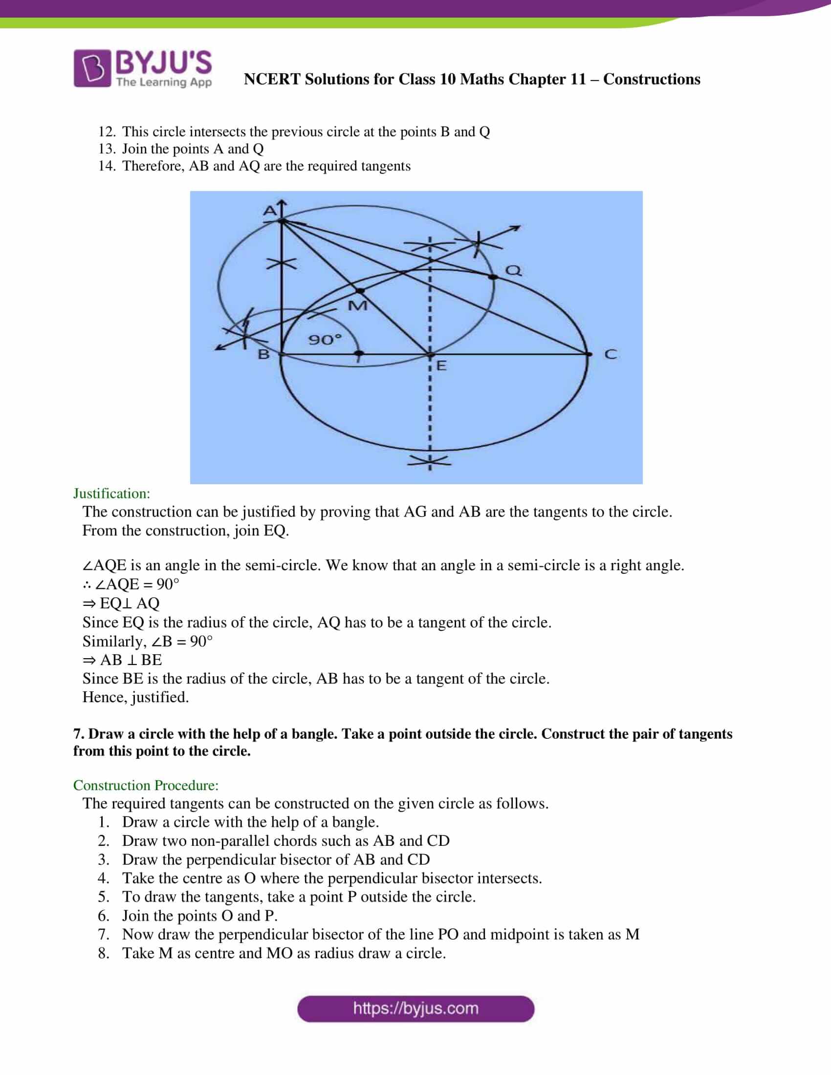 NCERT Solutions Class 10 Maths Chapter 11 Constructions - Download PDF!