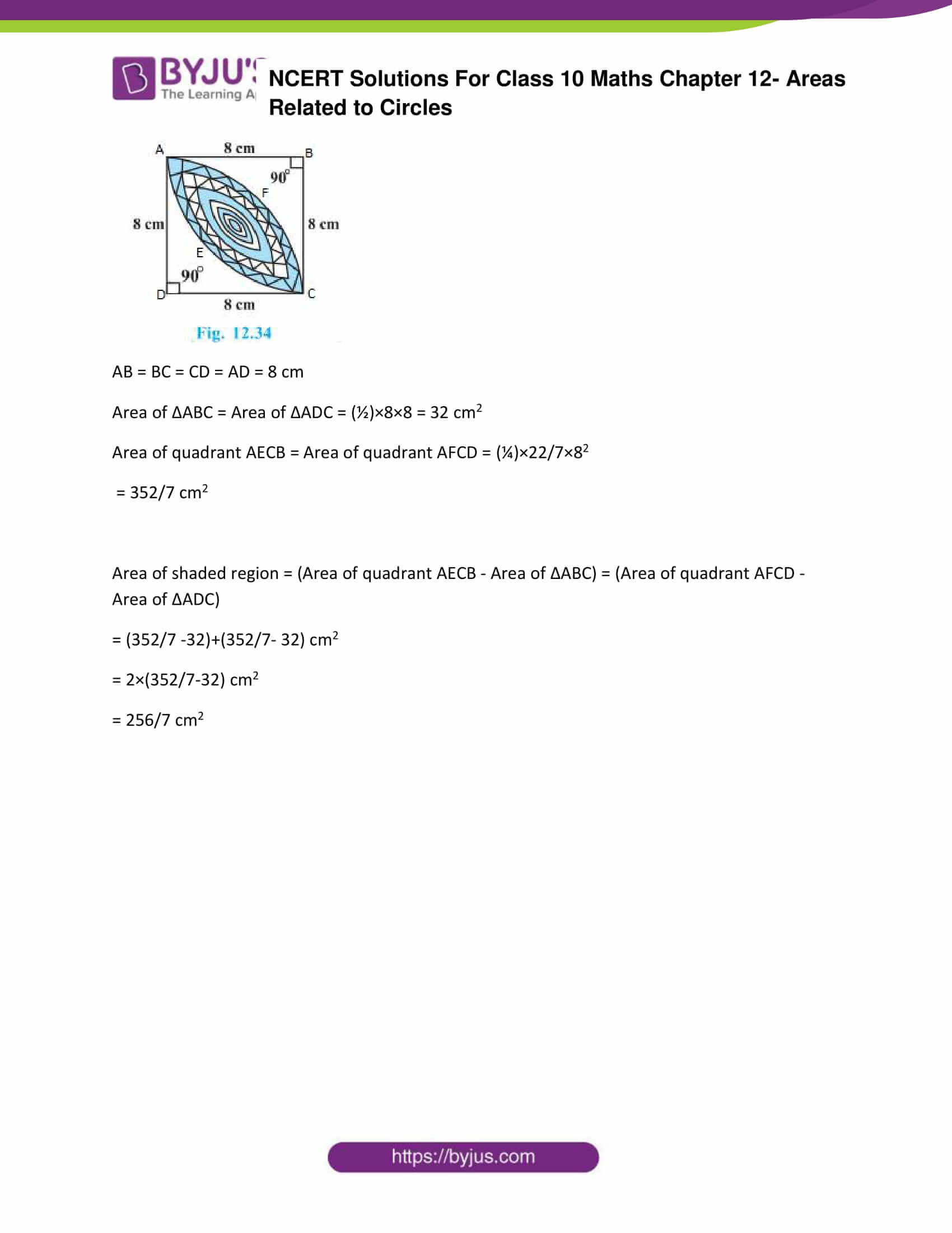 NCERT Solutions for Class 10 Maths Chapter 12 Areas Related to Circles