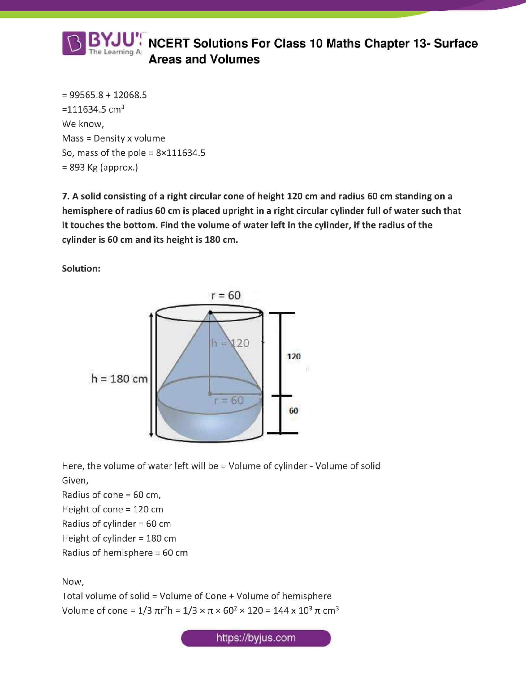 NCERT Solutions for Class 10 Maths Exercise 13.2 Chapter 13- surface areas and volumes