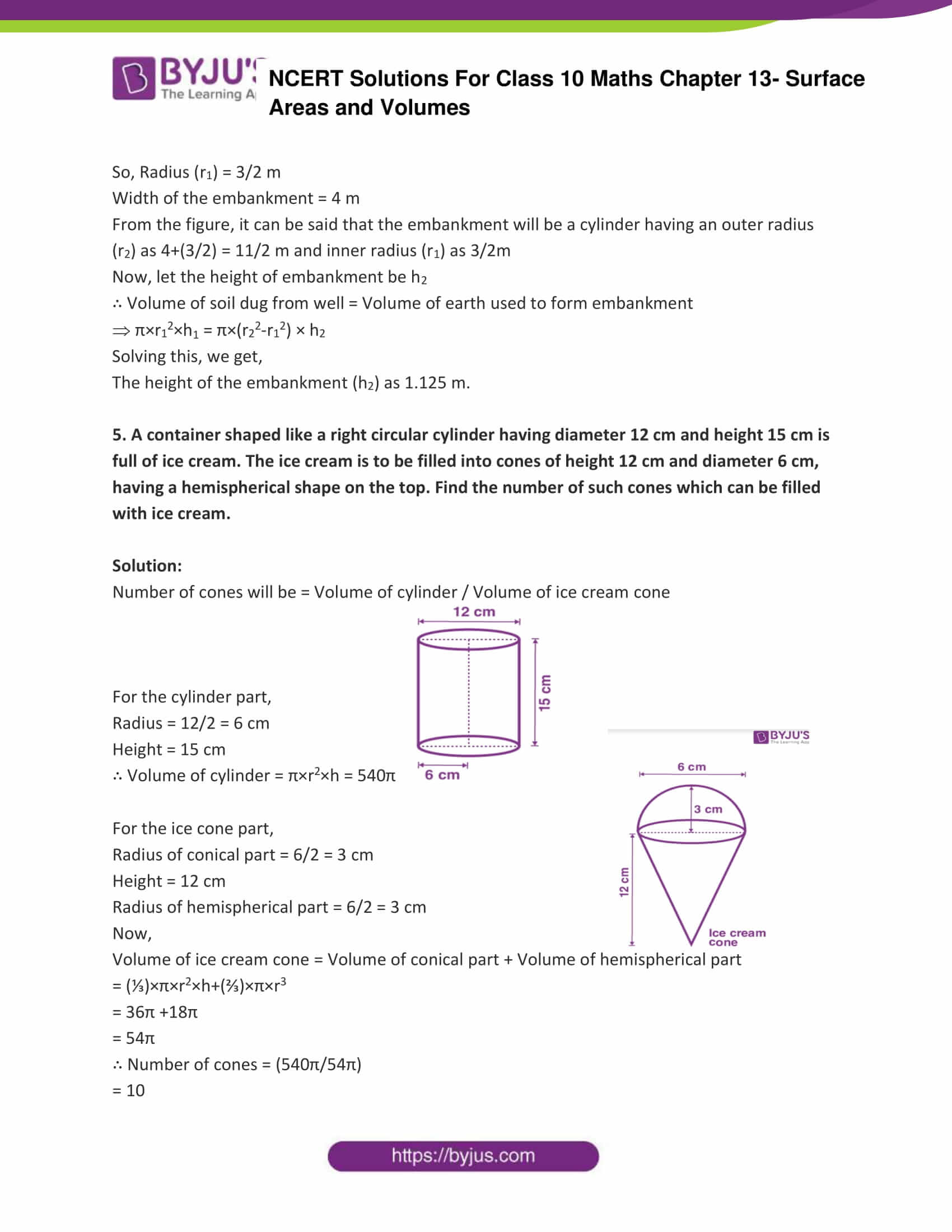 NCERT Solutions for Class 10 Maths Exercise 13.3 Chapter 13- surface ...