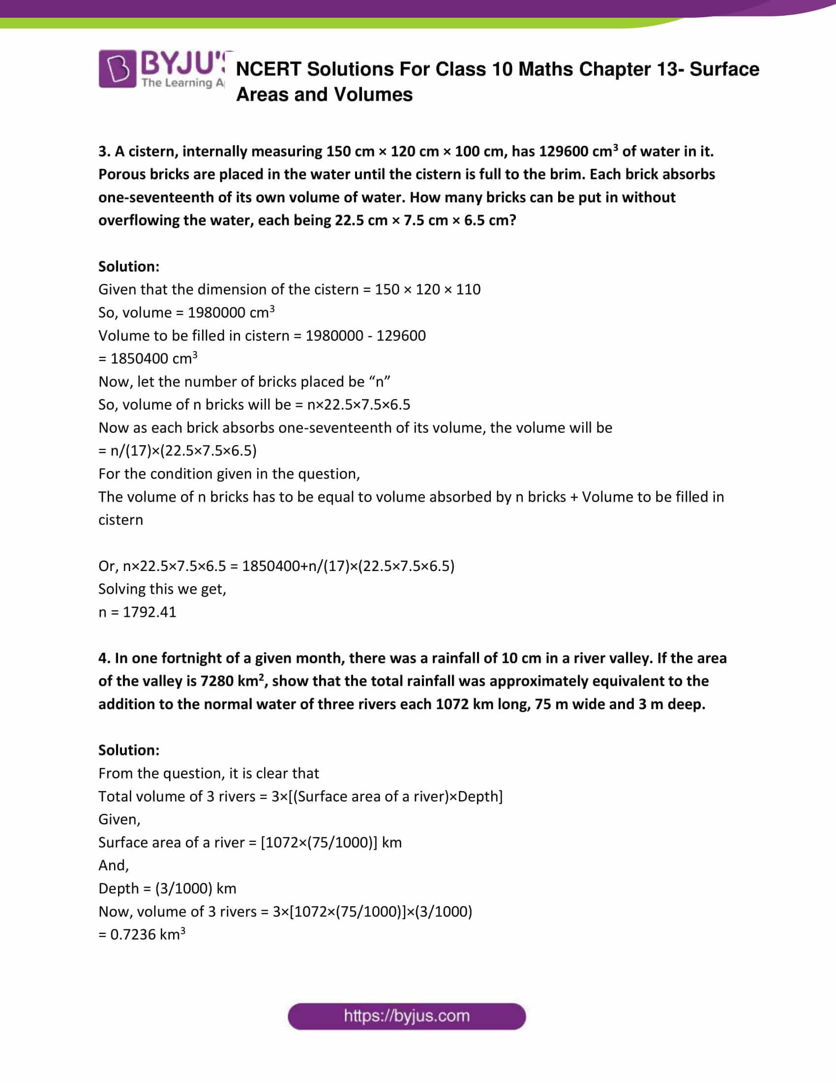 NCERT Solutions for Class 10 Maths Exercise 13.5 Chapter 13 Surface ...