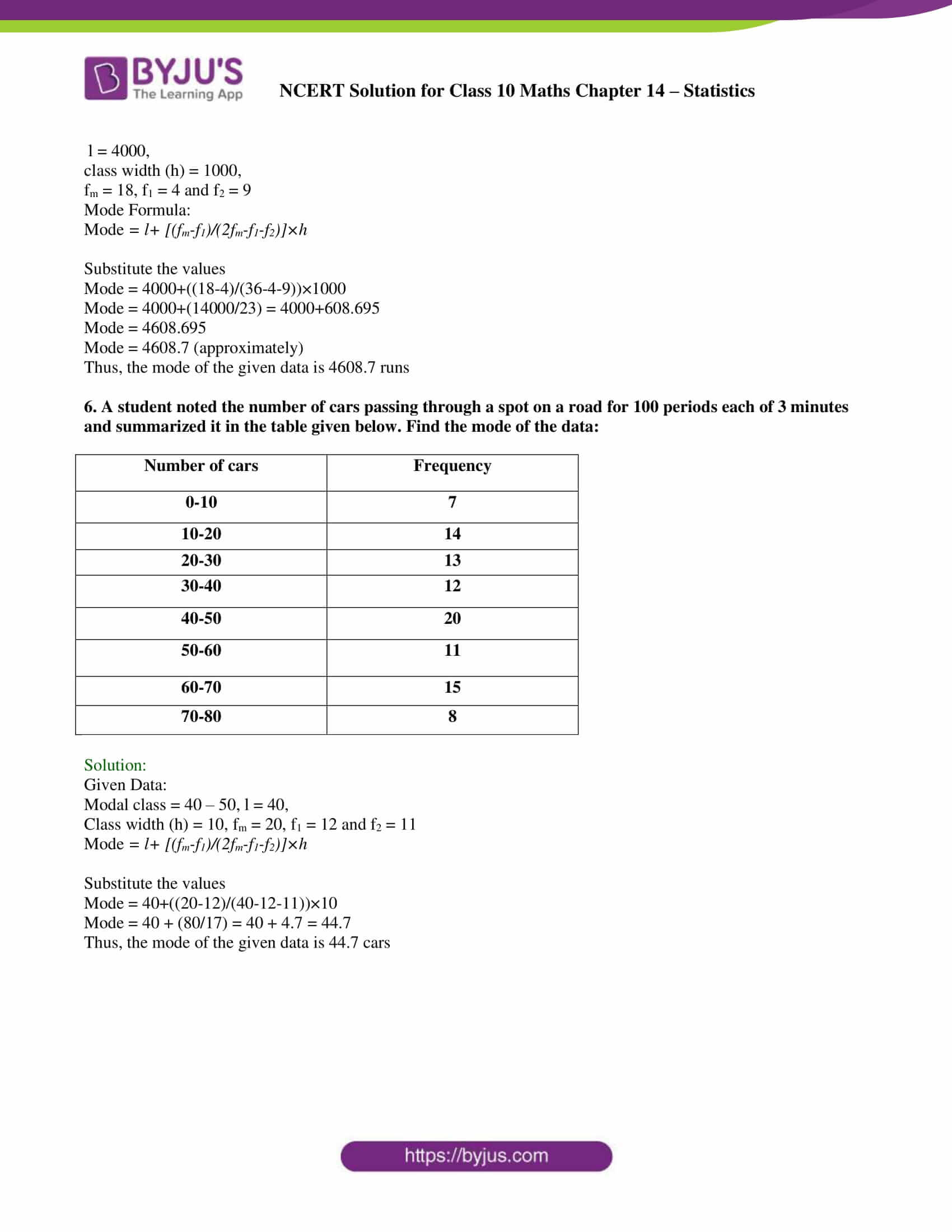 NCERT Solutions Class 10 Maths Chapter 14 Statistics