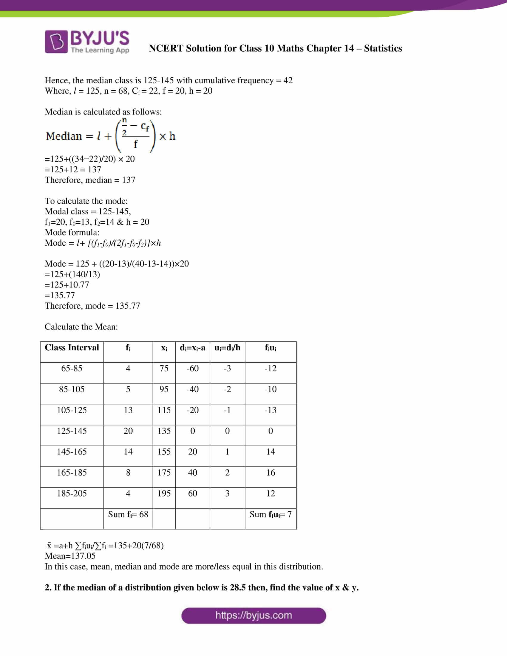 NCERT Solutions Class 10 Maths Chapter 14 Statistics