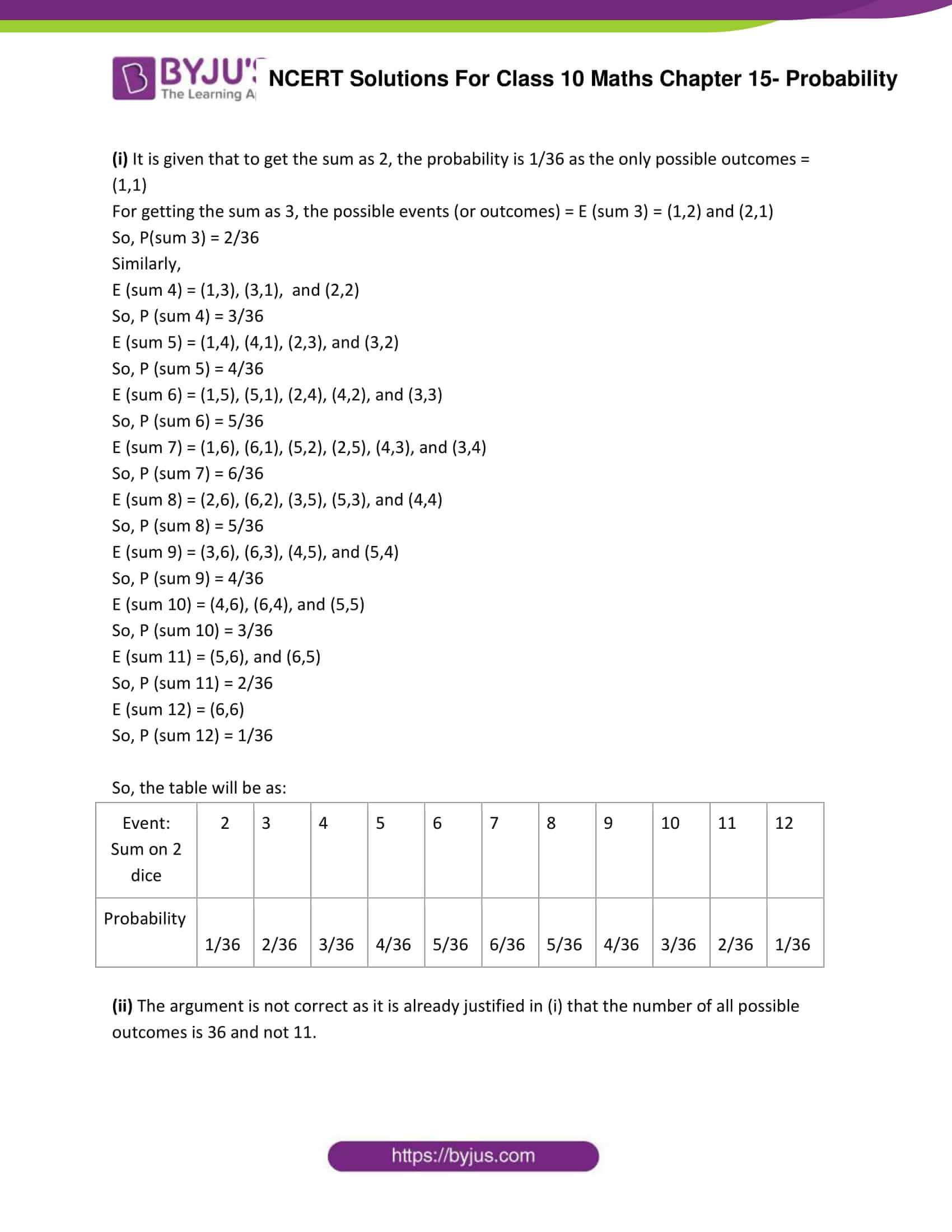 NCERT Solutions for Class 10 Maths Chapter 15 Probability