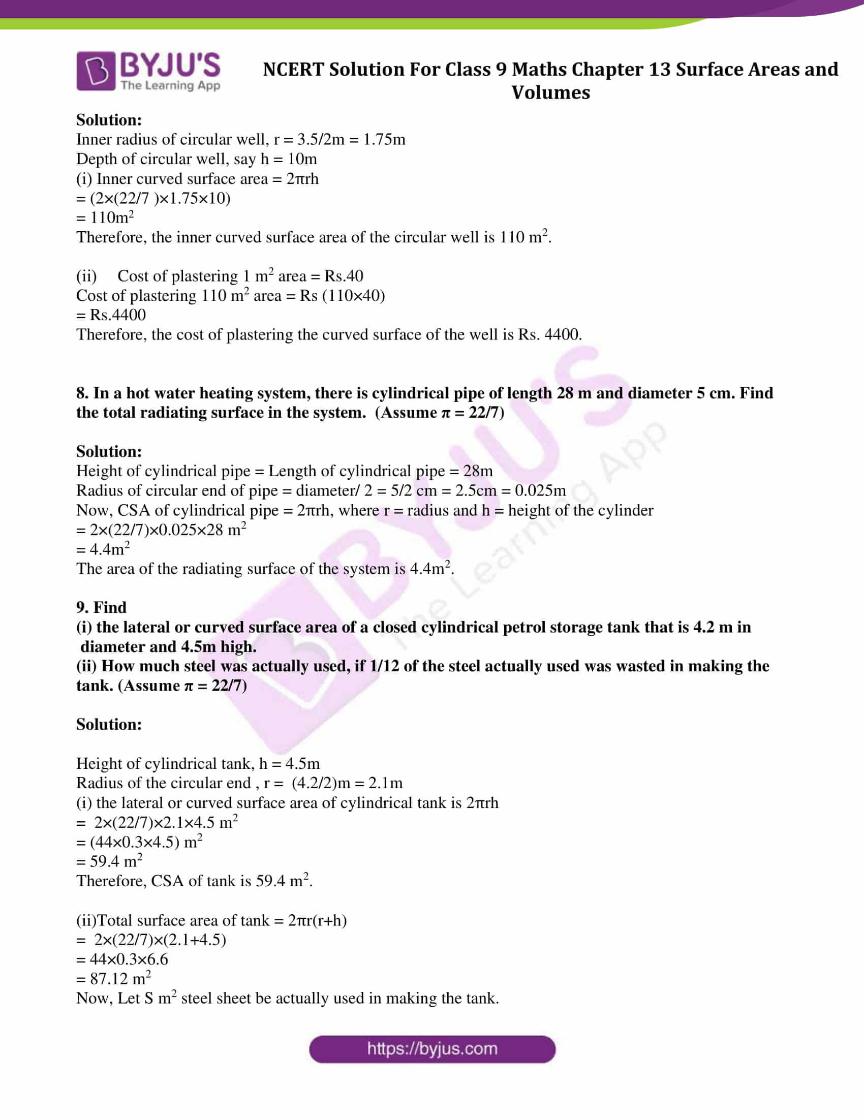 NCERT Solutions for Class 9 Maths Chapter 13 Surface Area and Volume