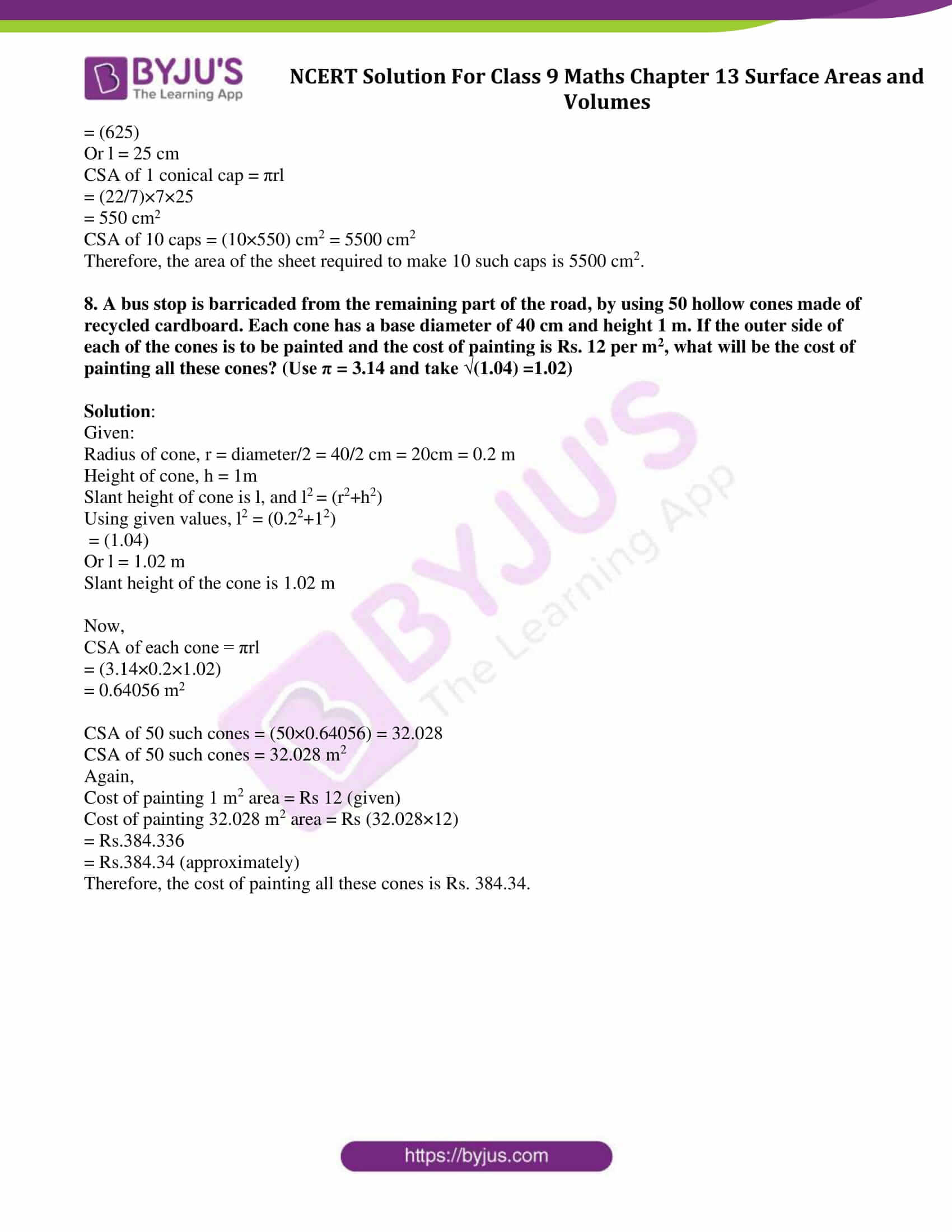 NCERT Solutions for Class 9 Maths Chapter 13 Surface Area and Volume