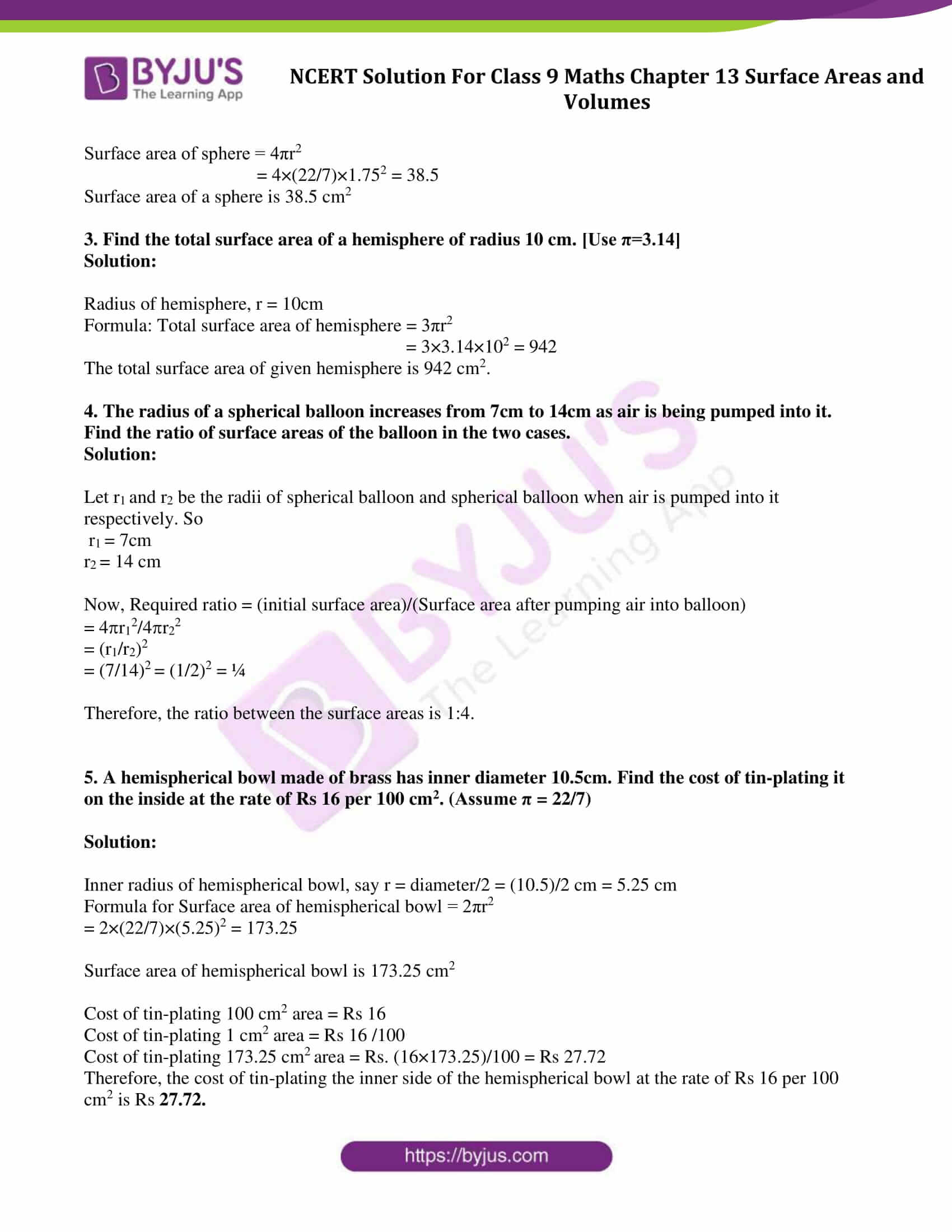 NCERT Solutions for Class 9 Maths Chapter 13 Surface Area and Volume