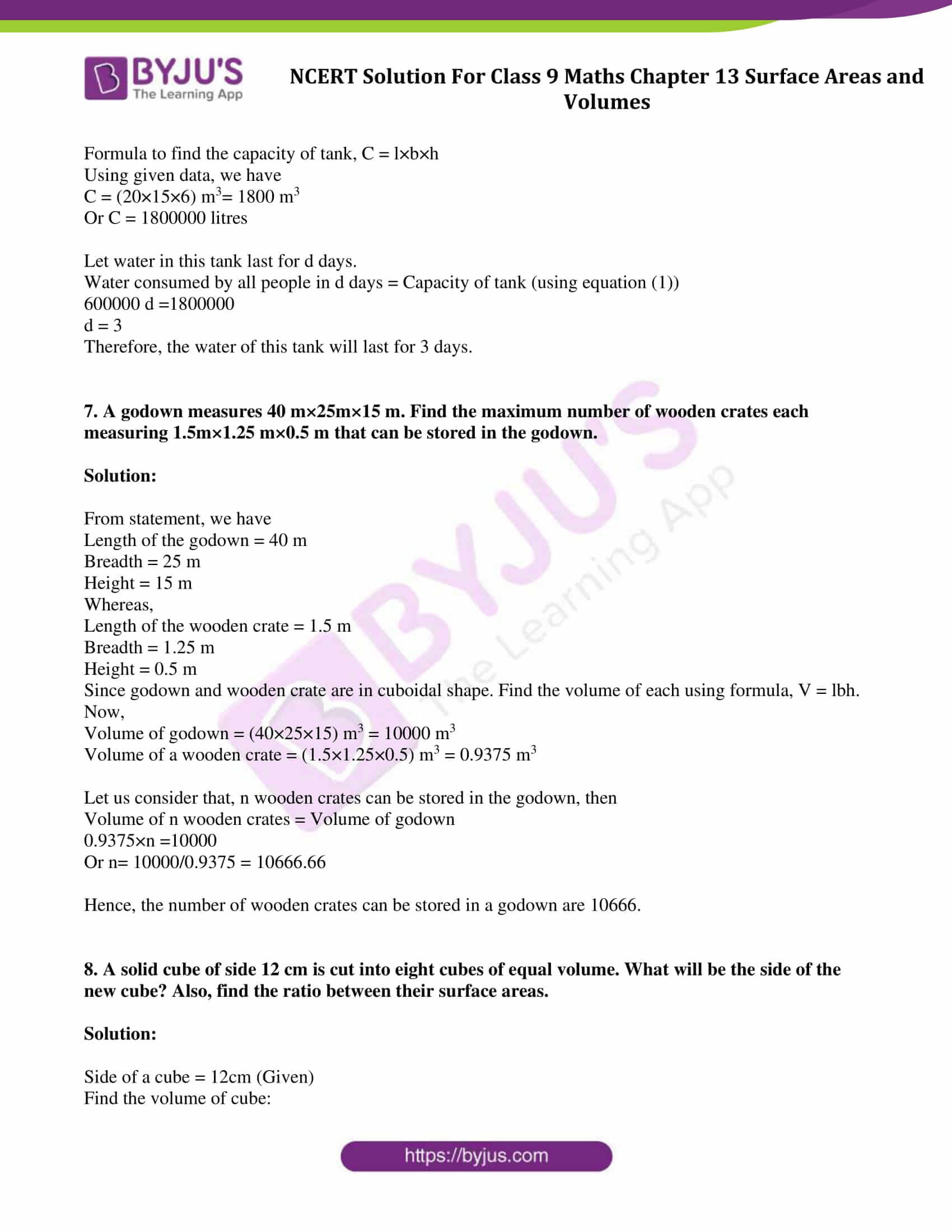 NCERT Solutions for Class 9 Maths Chapter 13 Surface Area and Volume
