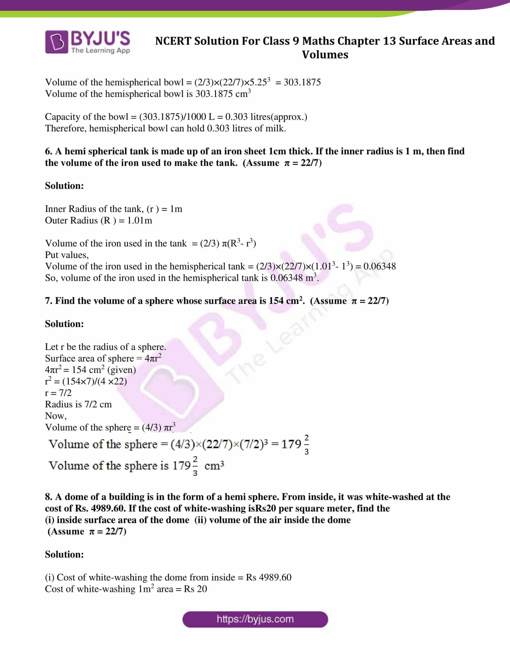 NCERT Solutions for Class 9 Maths Chapter 13 Surface Area and Volume