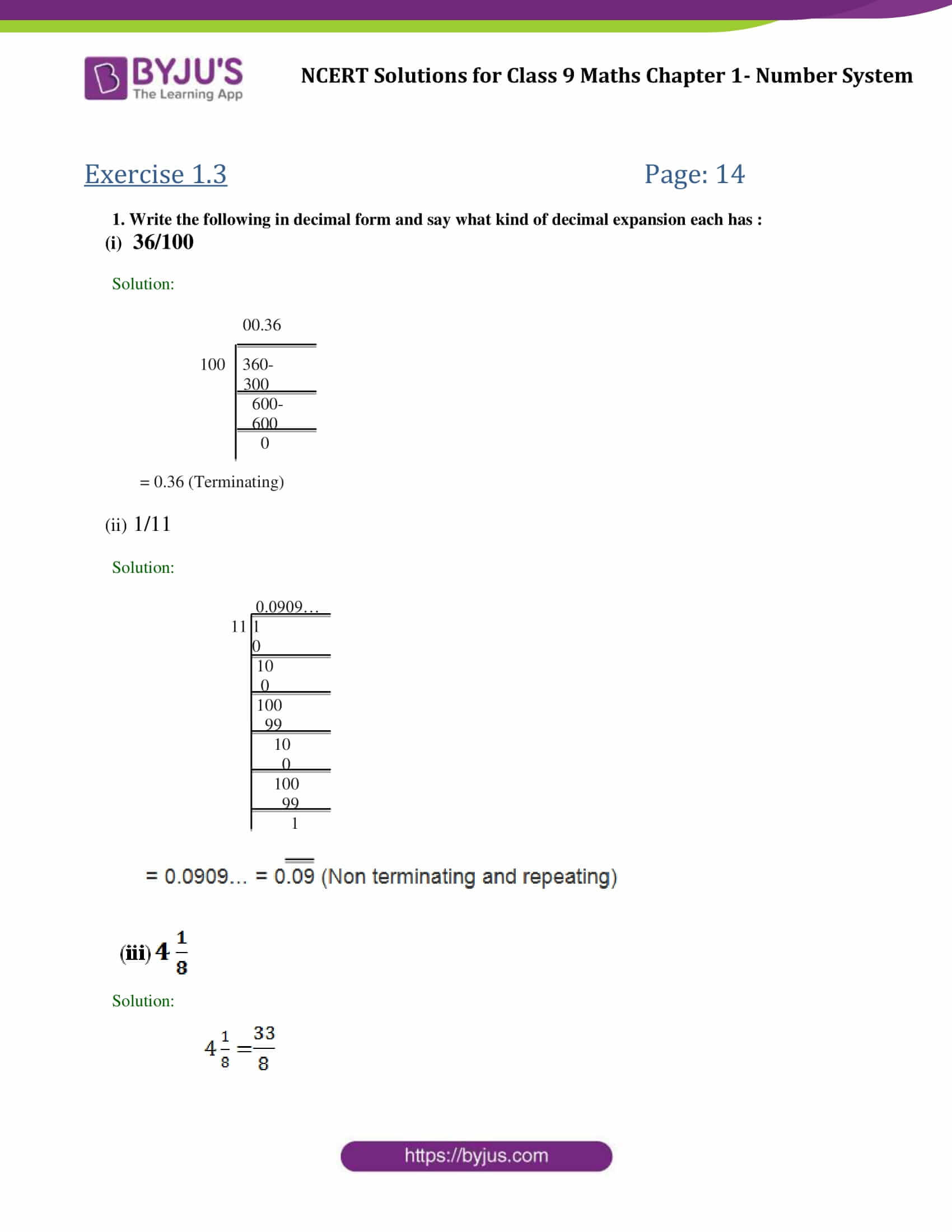 NCERT Solutions for Class 9 Maths Chapter 1 Number Systems