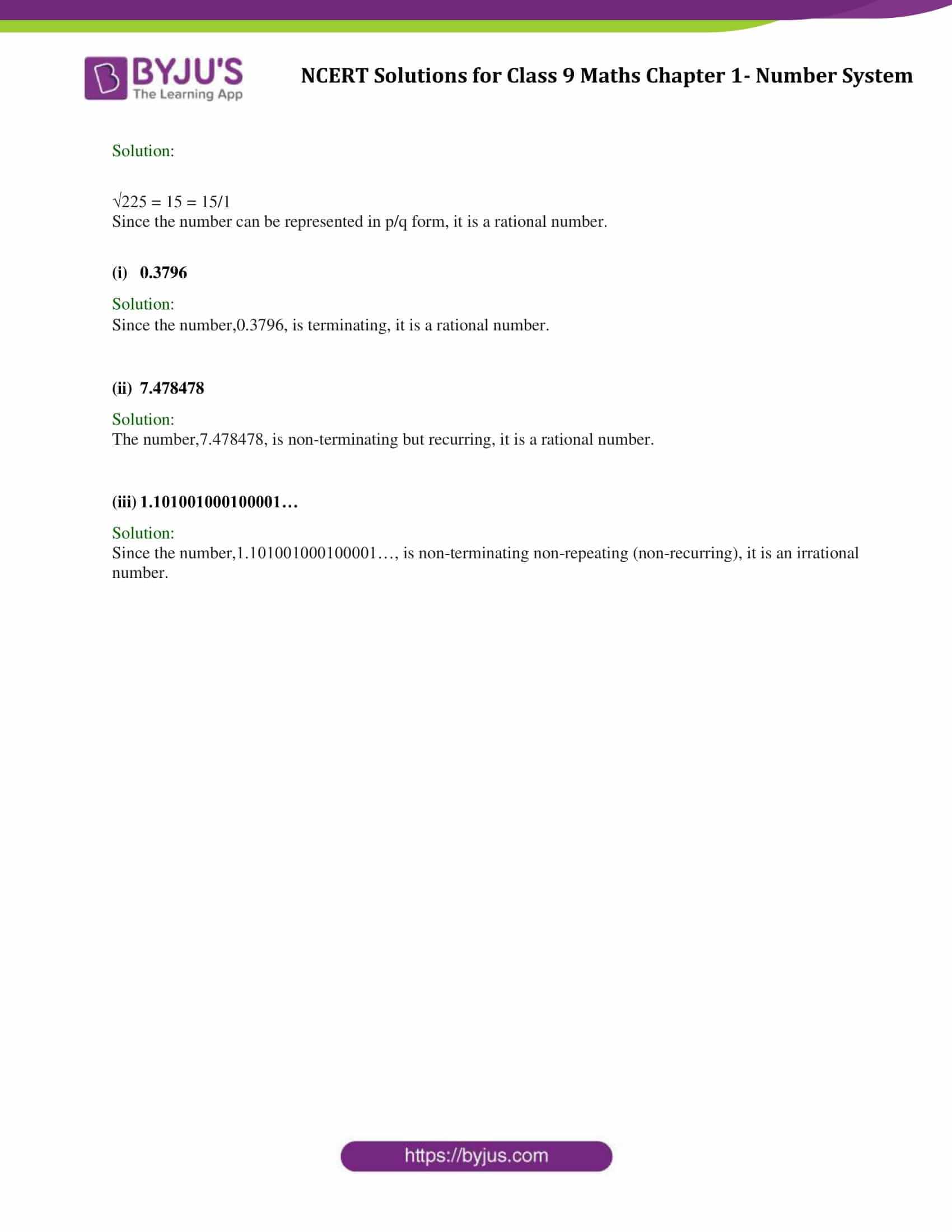 NCERT Solutions for Class 9 Maths Chapter 1 Number Systems