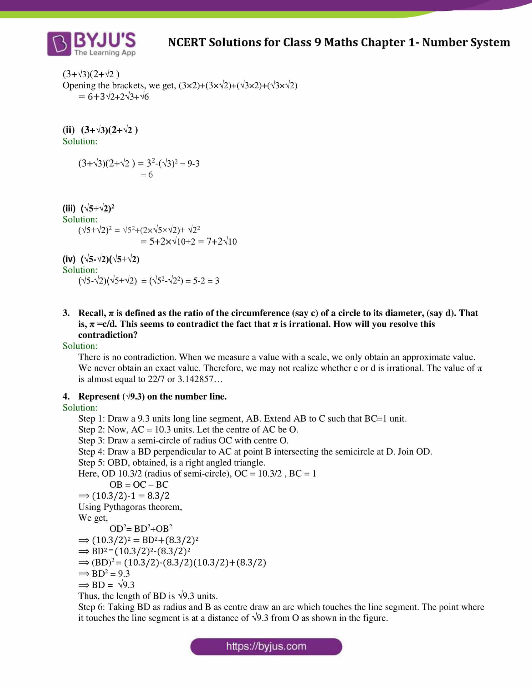 NCERT Solutions for Class 9 Maths Chapter 1 Number Systems