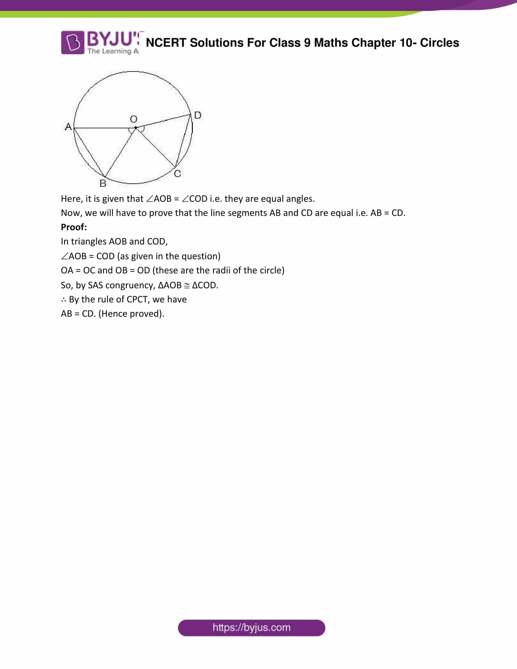 NCERT Solutions Class 9 Maths Chapter 10 Circles Free PDF Download