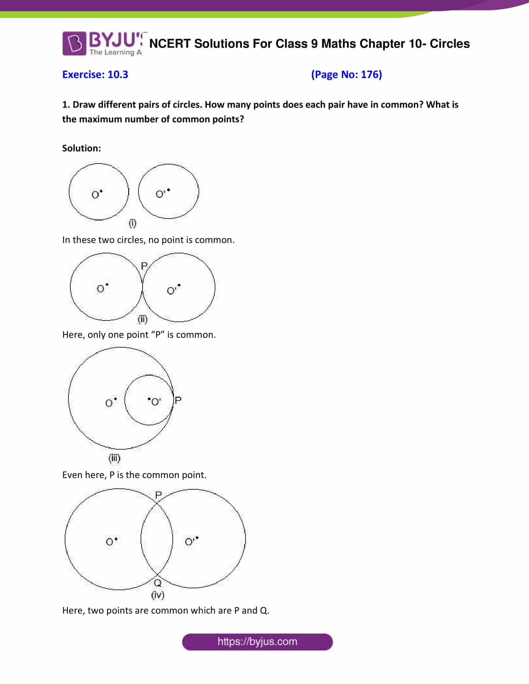 NCERT Solutions Class 9 Maths Chapter 10 Circles Free PDF Download