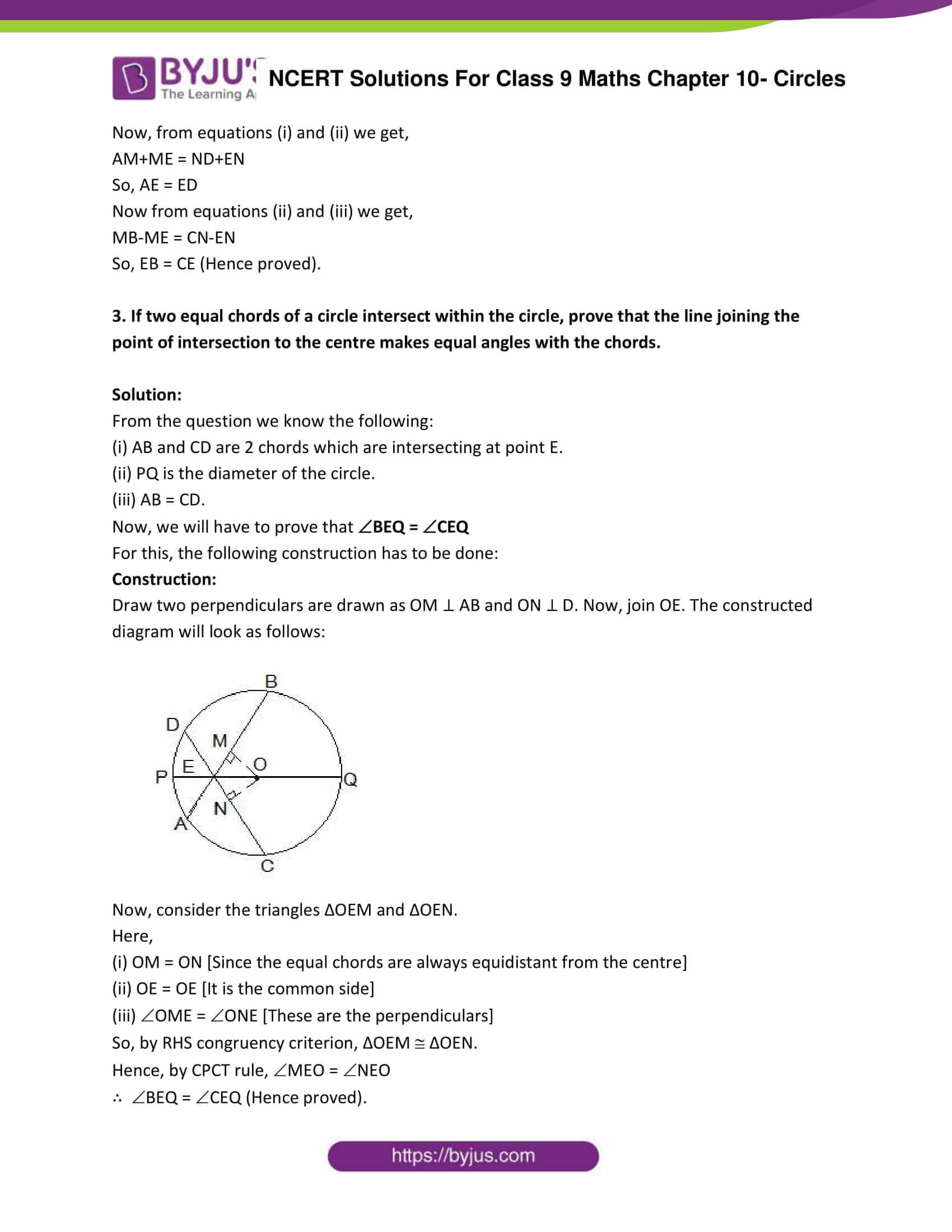 NCERT Solutions Class 9 Maths Chapter 10 Circles Free PDF Download