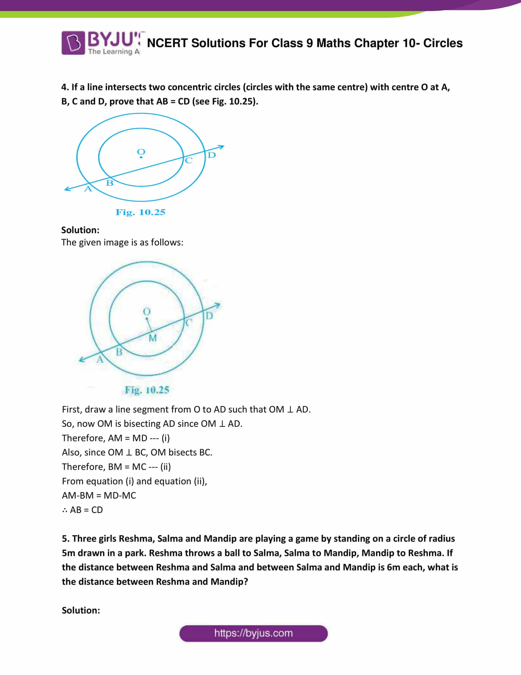 NCERT Solutions Class 9 Maths Chapter 10 Circles Free PDF Download