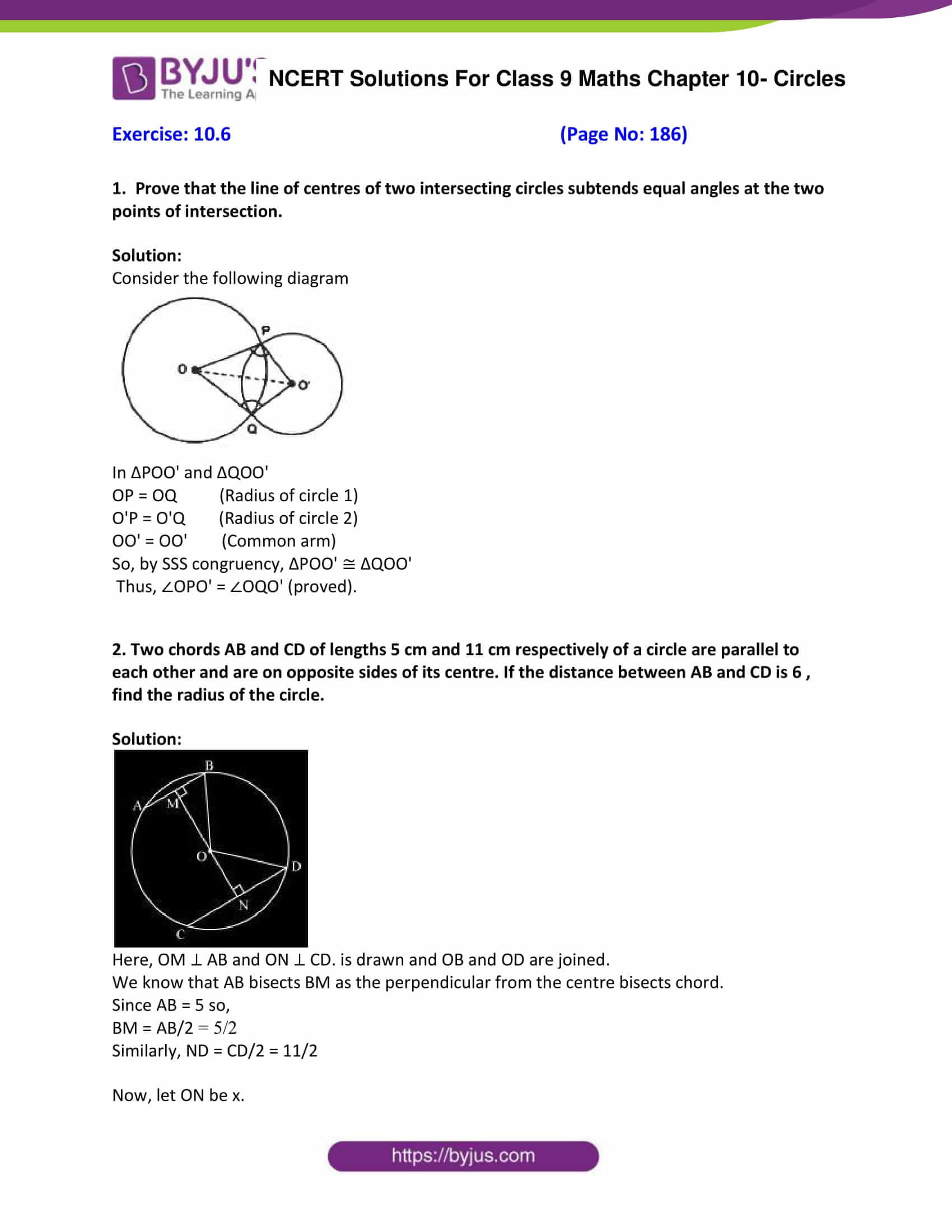NCERT Solutions Class 9 Maths Chapter 10 Circles Free PDF Download