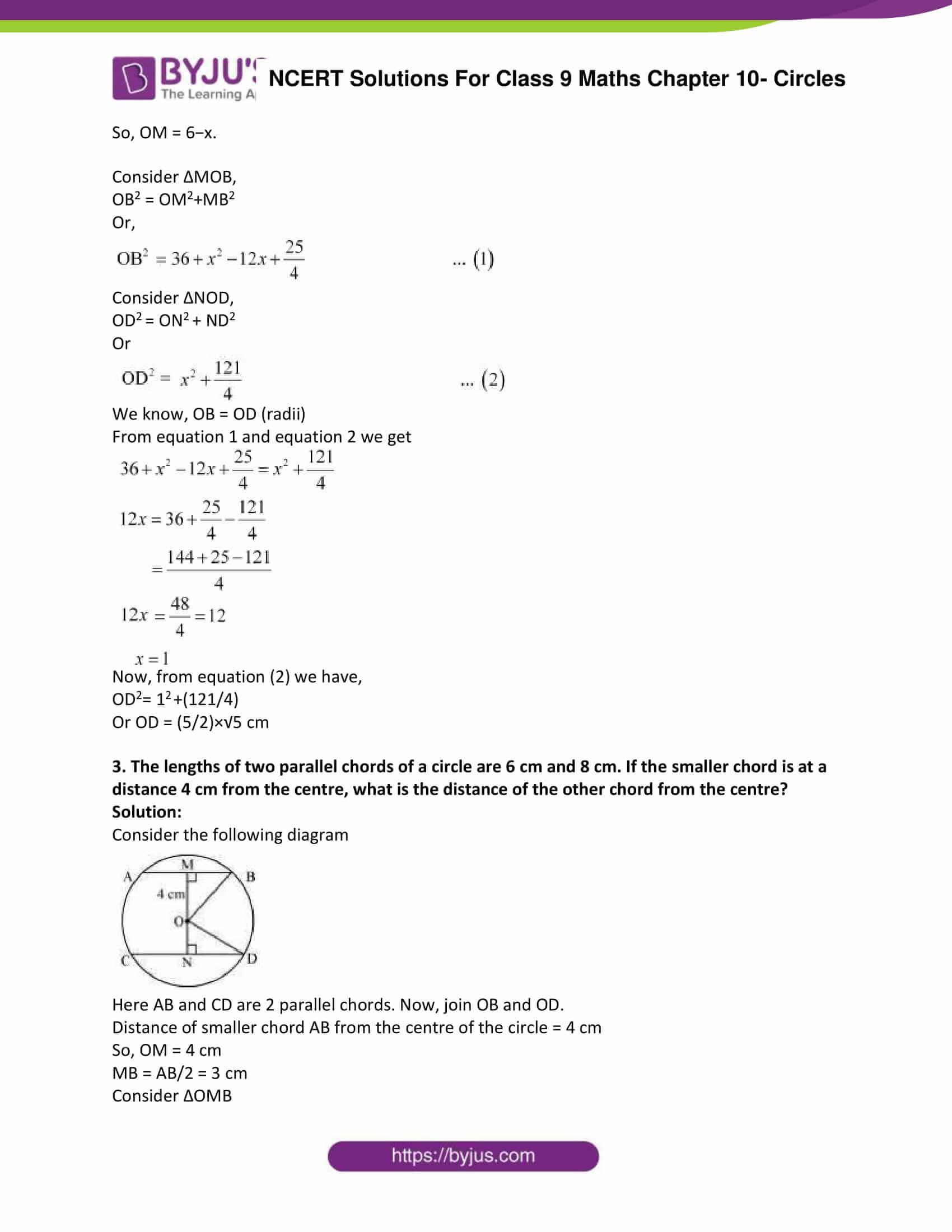 NCERT Solutions Class 9 Maths Chapter 10 Circles Free PDF Download
