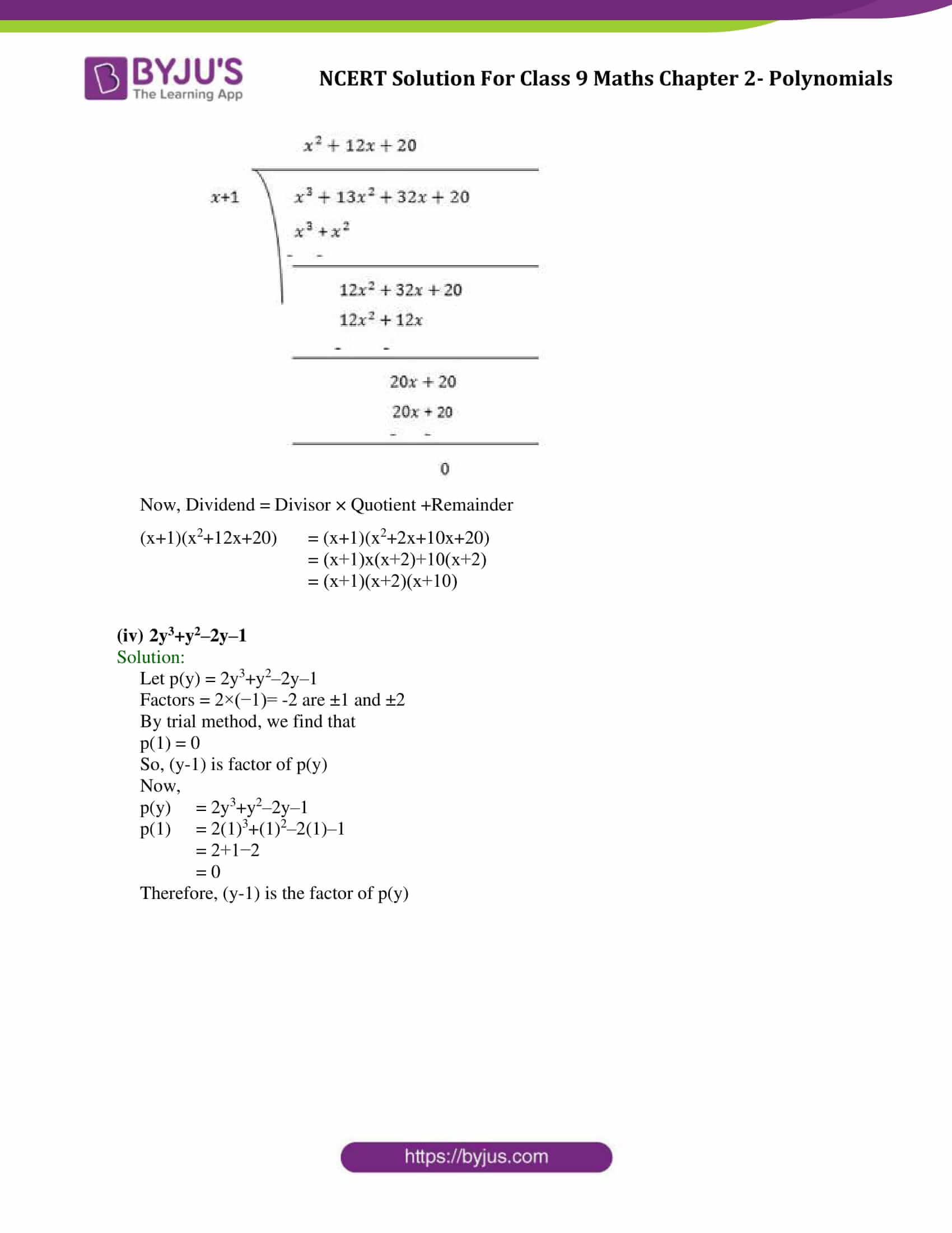 NCERT Solutions for Class 9 Maths Chapter 2 Polynomial Ex 2.4 Free PDF ...