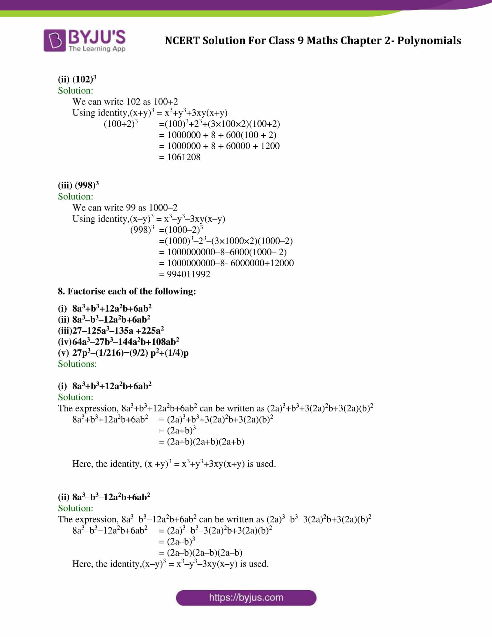 NCERT Solutions for Class 9 Maths Chapter 2 Polynomials