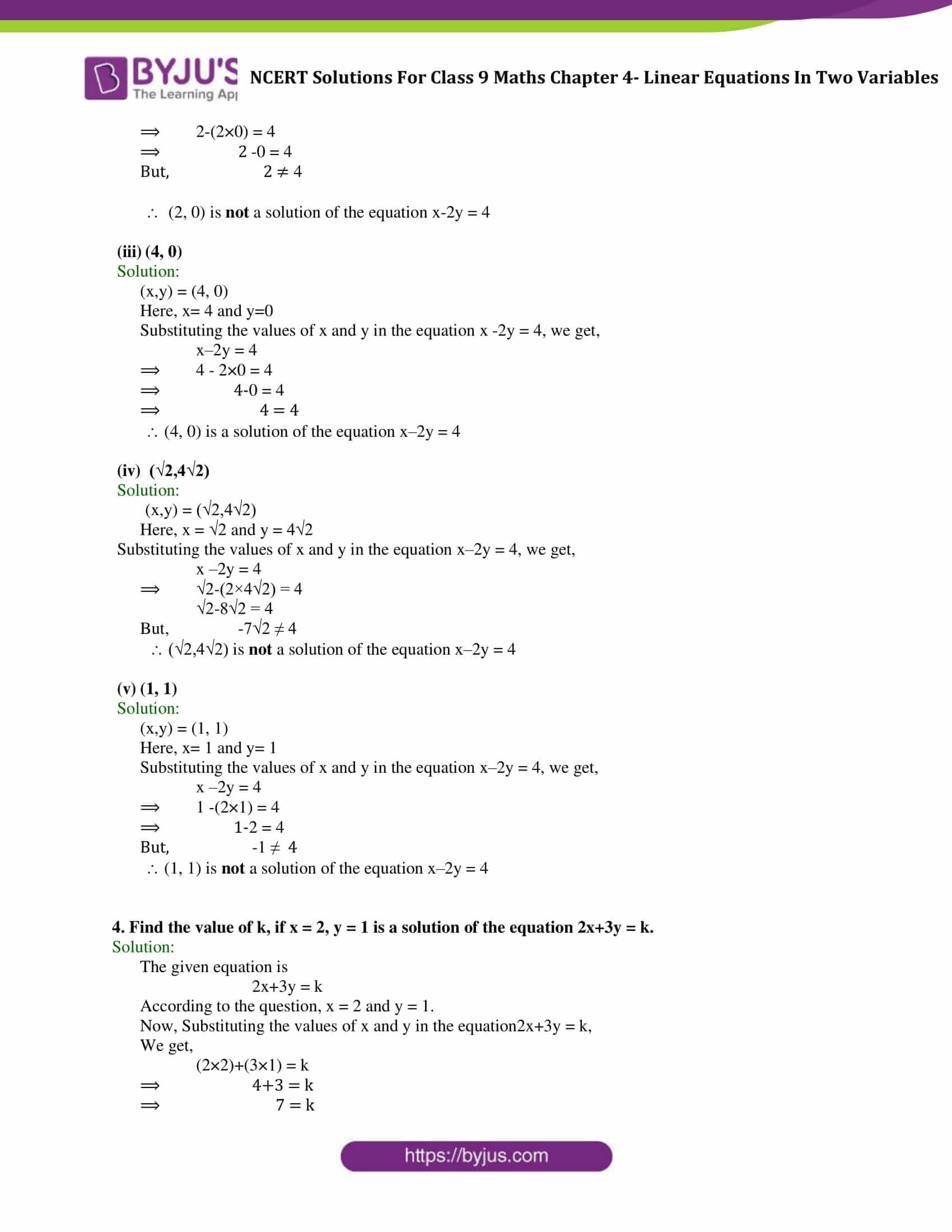 Ncert Solutions For Class 9 Maths Chapter 4 Linear Equations In Two Variables