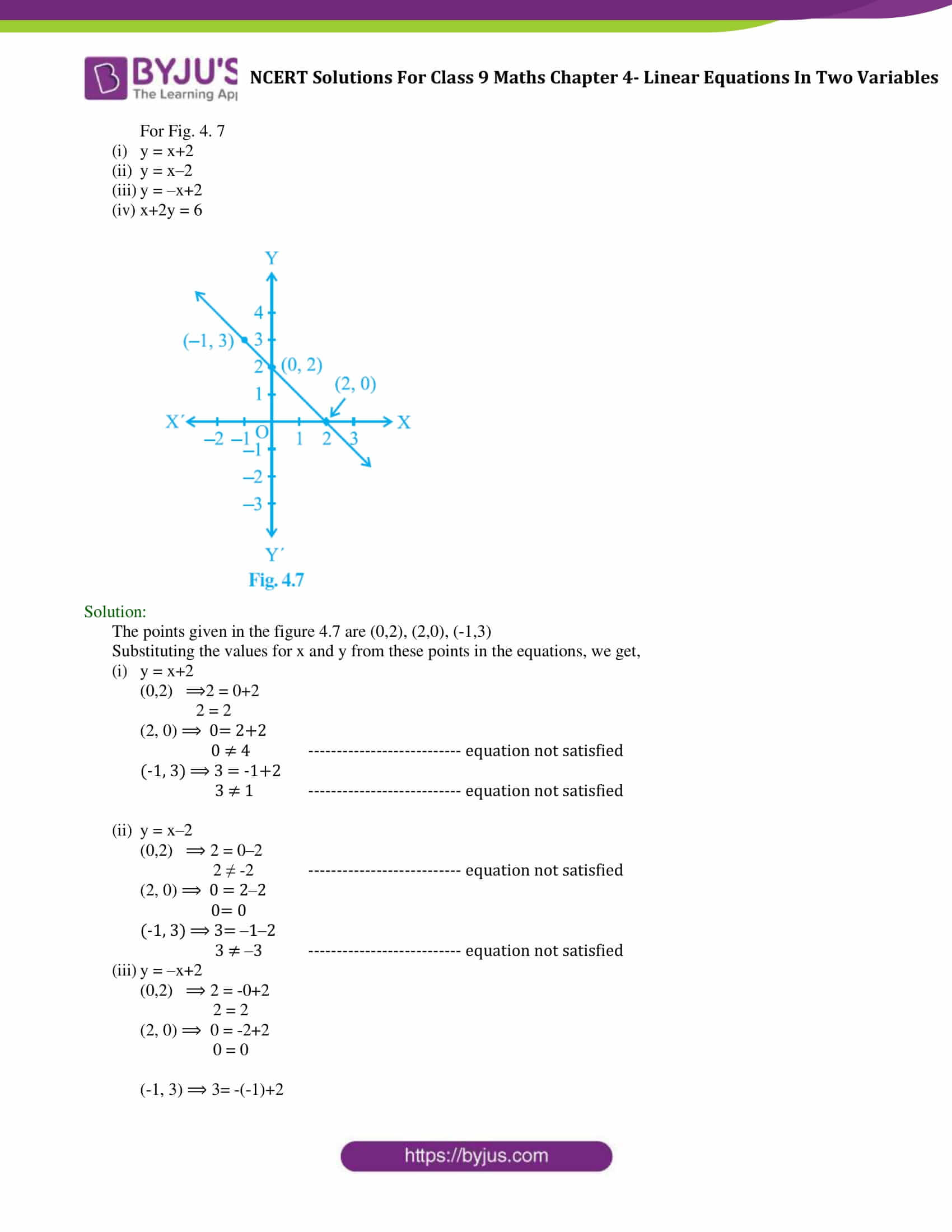 NCERT Solutions for Class 9 Maths Chapter 4 Linear Equations In Two Variables