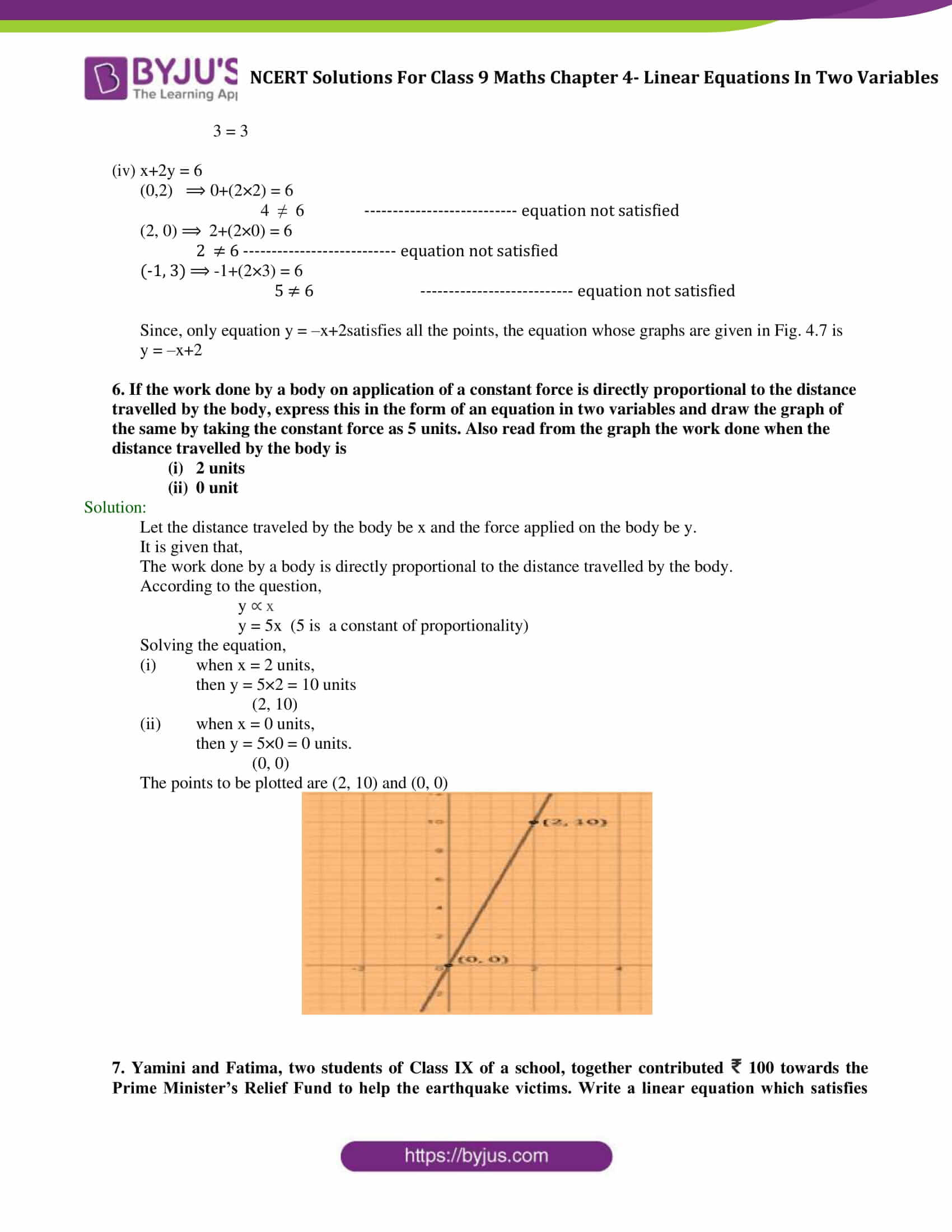 NCERT Solutions for Class 9 Maths Chapter 4 Linear Equations In Two ...
