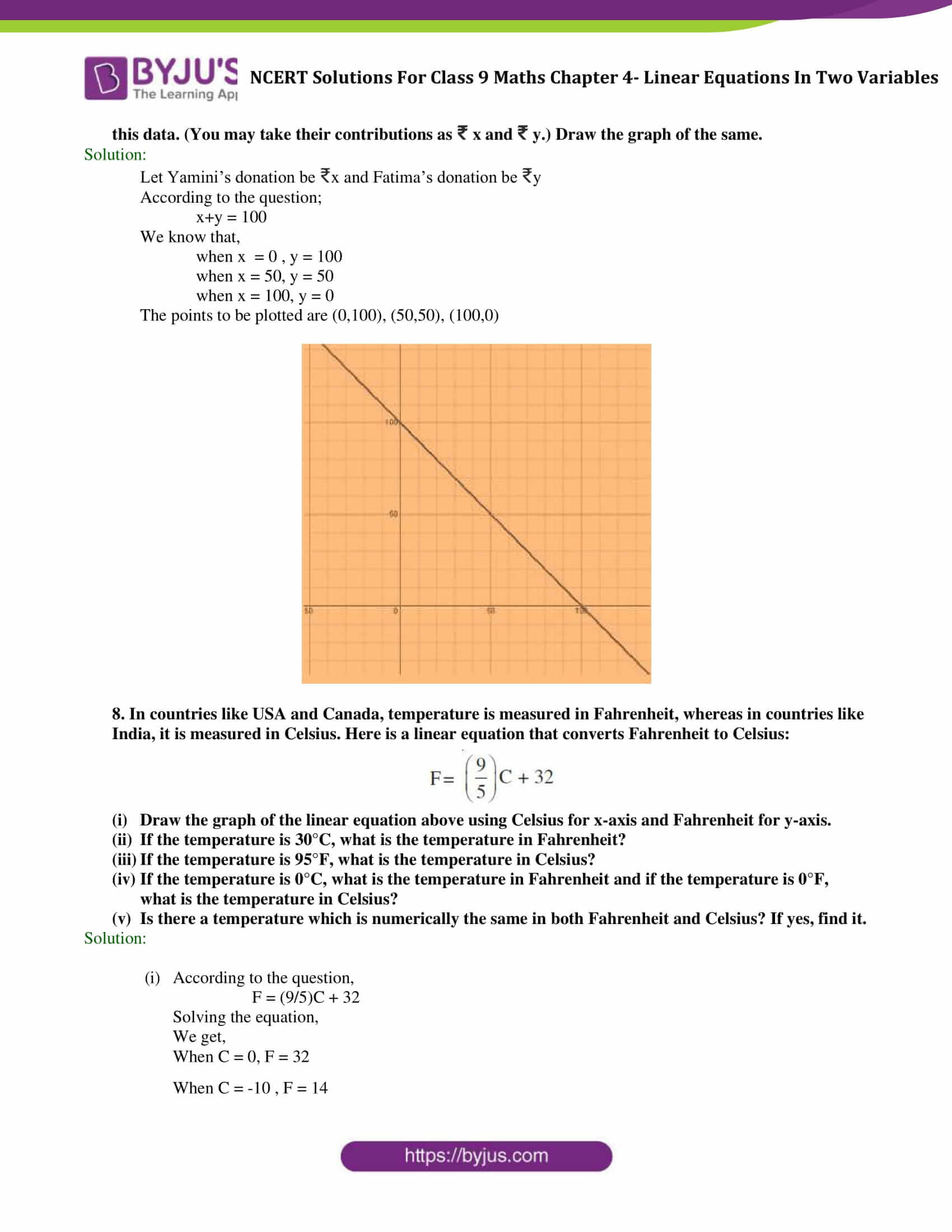 Ncert Solutions For Class 9 Maths Chapter 4 Linear Equations In Two Variables