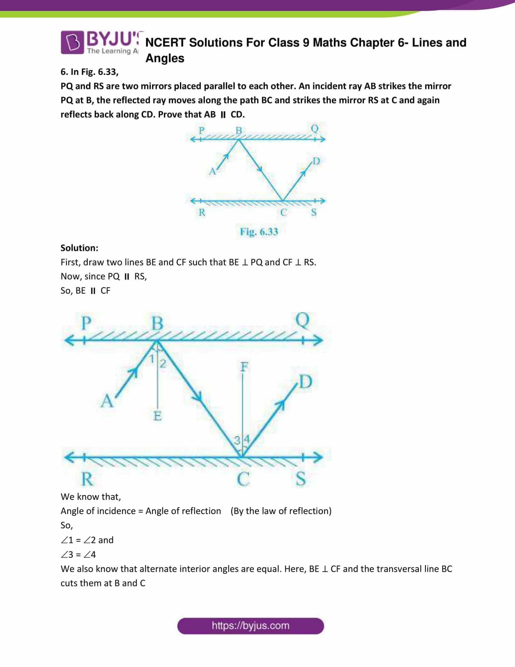 NCERT Solutions for Class 9 Maths Chapter 6 Lines And Angles