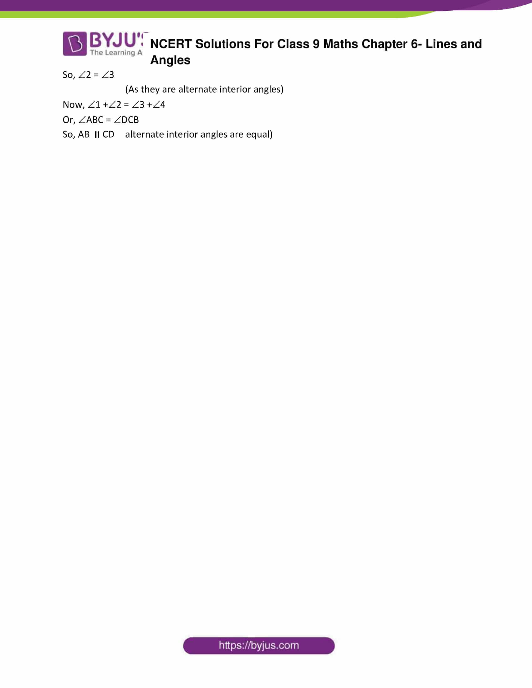 NCERT Solutions For Class 9 Maths Chapter 6 Lines And Angles