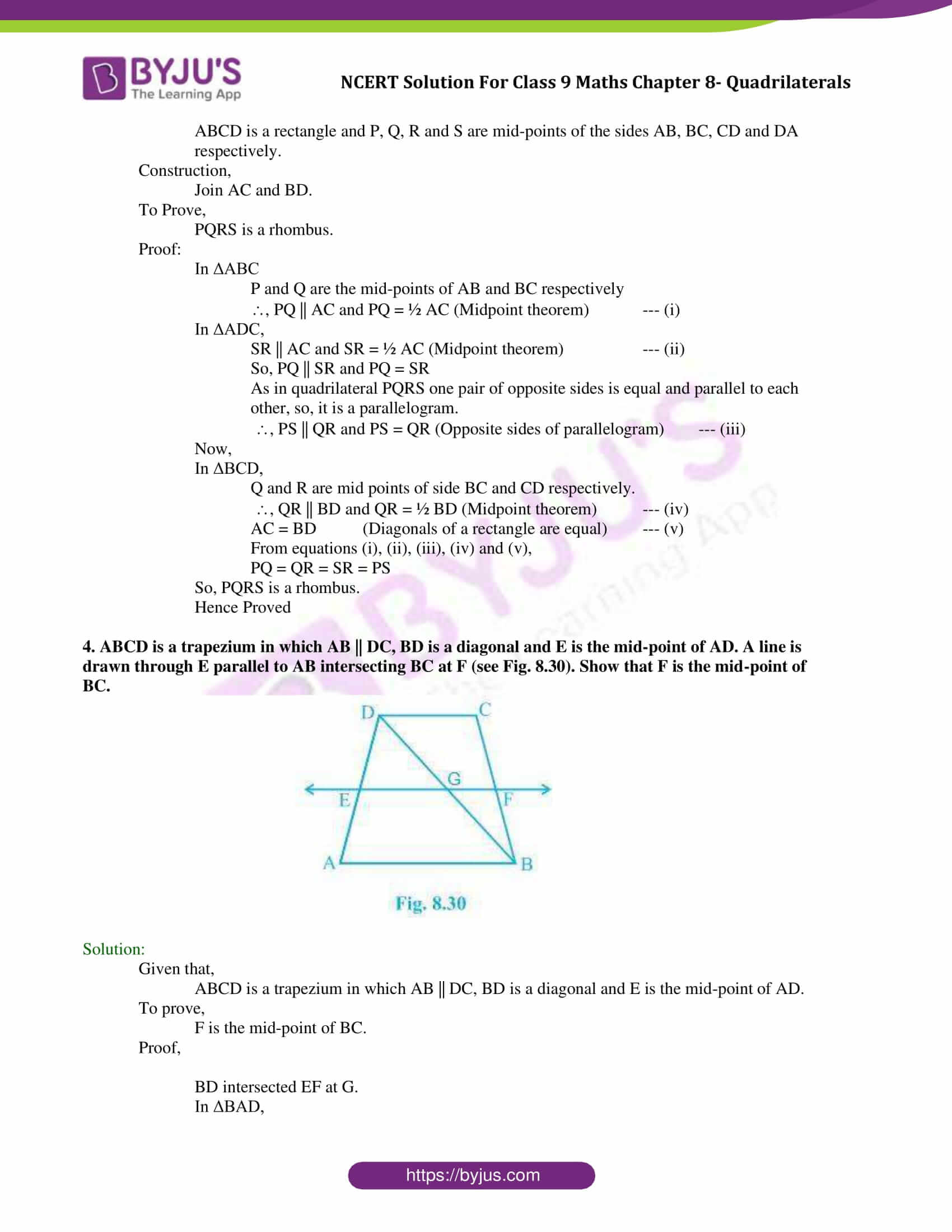 NCERT Solutions Class 9 Maths Chapter 8 Quadrilaterals - Click Here To ...