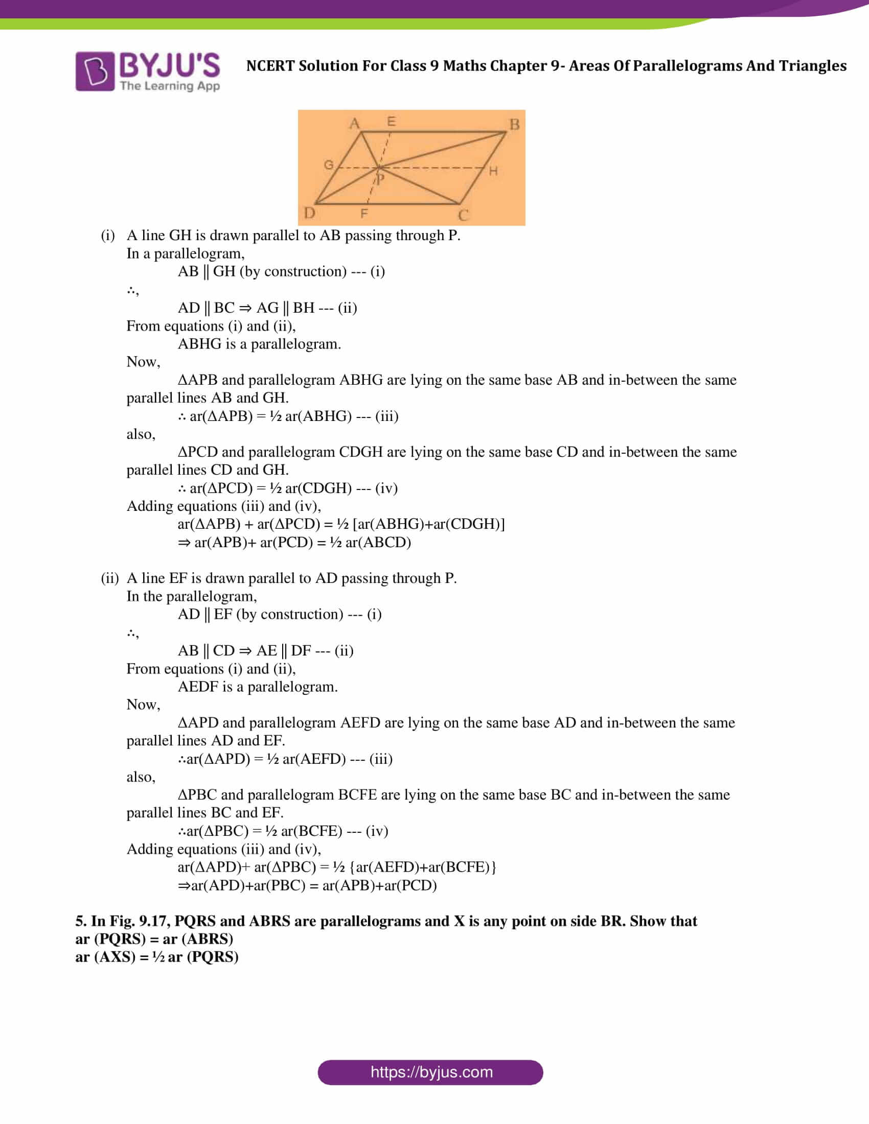 NCERT Solutions Class 9 Maths Chapter 9 Areas of Parallelograms and ...