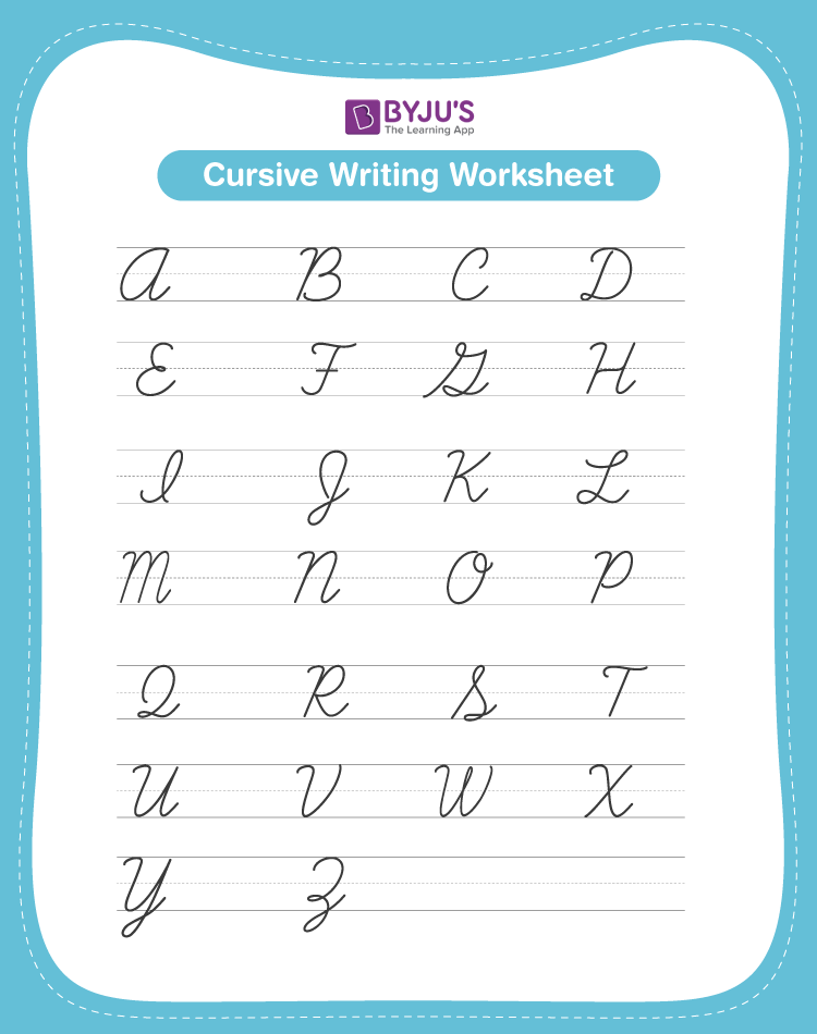Cursive Letter A To Z Free Cursive Writing A To Z Capital And Small 