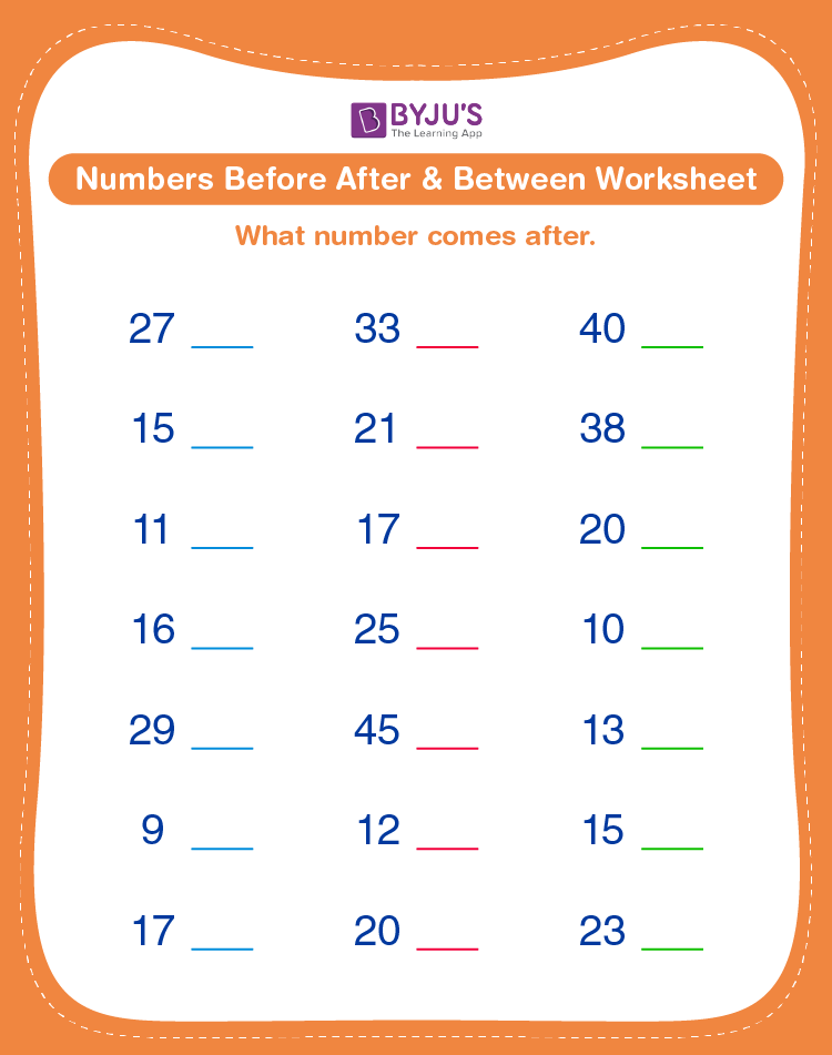 Before After And Between Worksheet Free Printable Numbers Before 